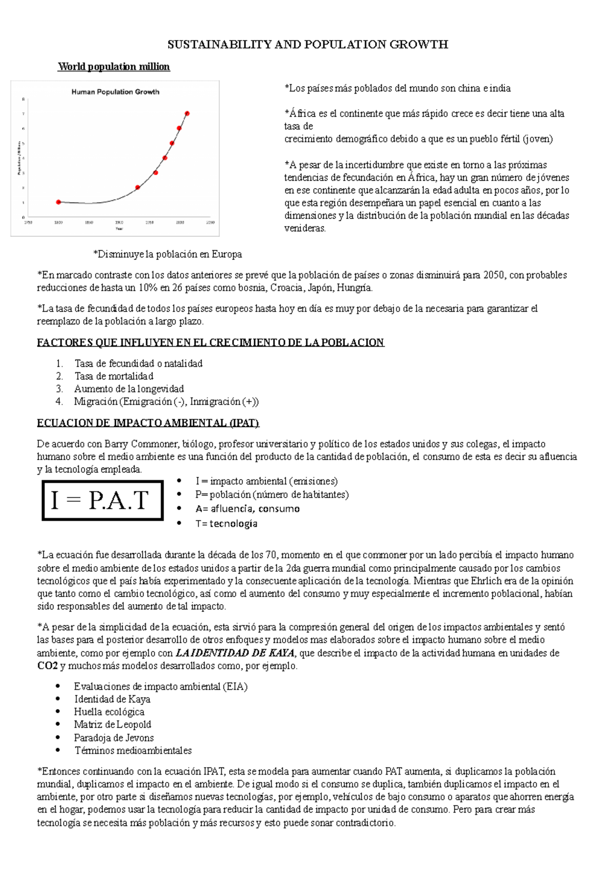 Sustainability and Population Growth - SUSTAINABILITY AND POPULATION ...