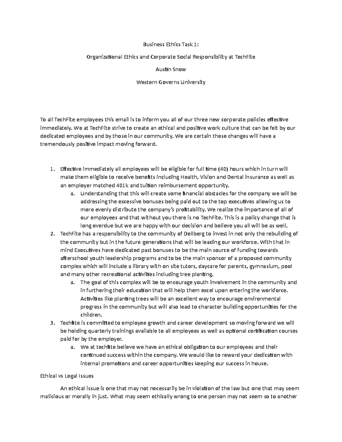 Business Ethics Task 1 - Task 1 completed (passed) - Business Ethics ...