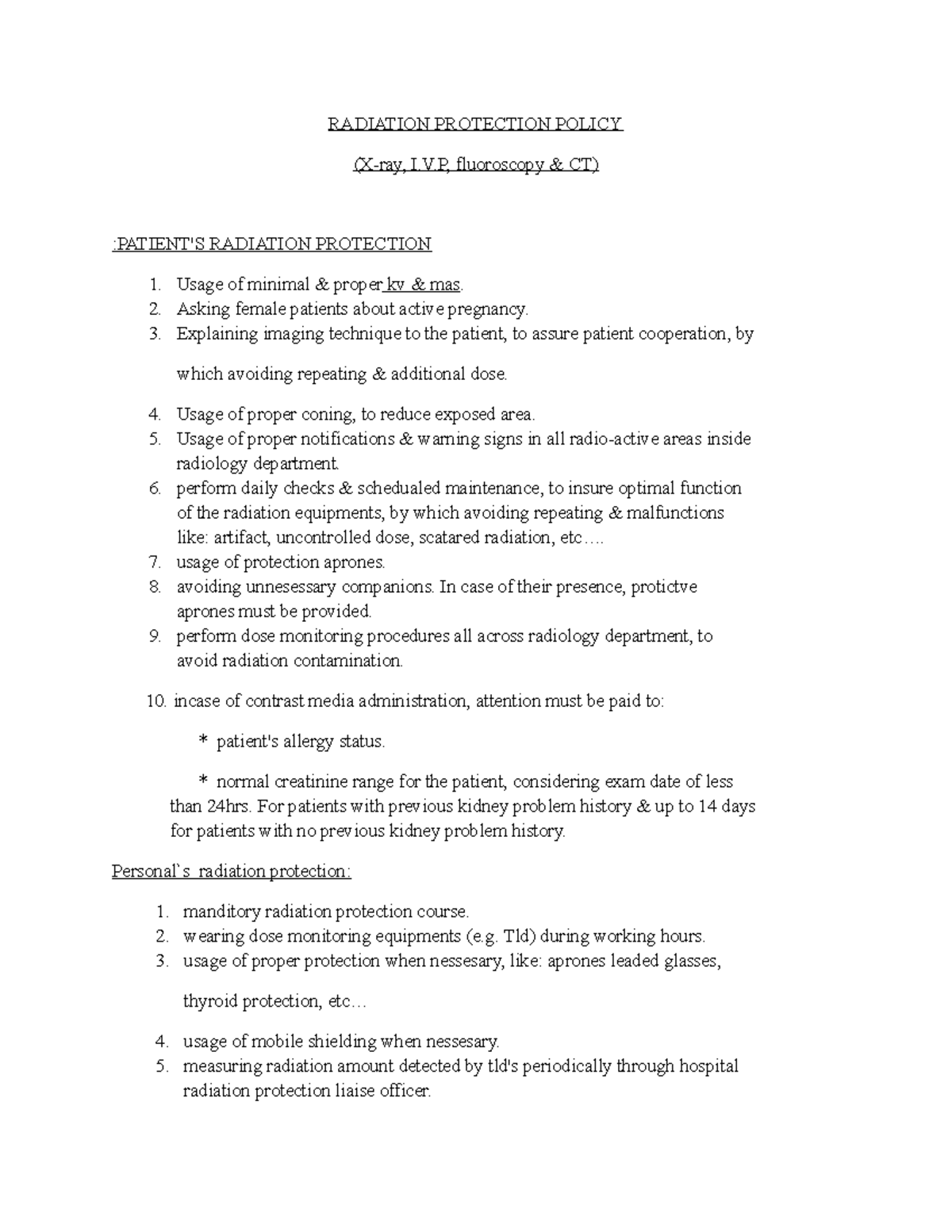 4 5888594239503207095 - RADIATION PROTECTION POLICY (X-ray, I.V ...