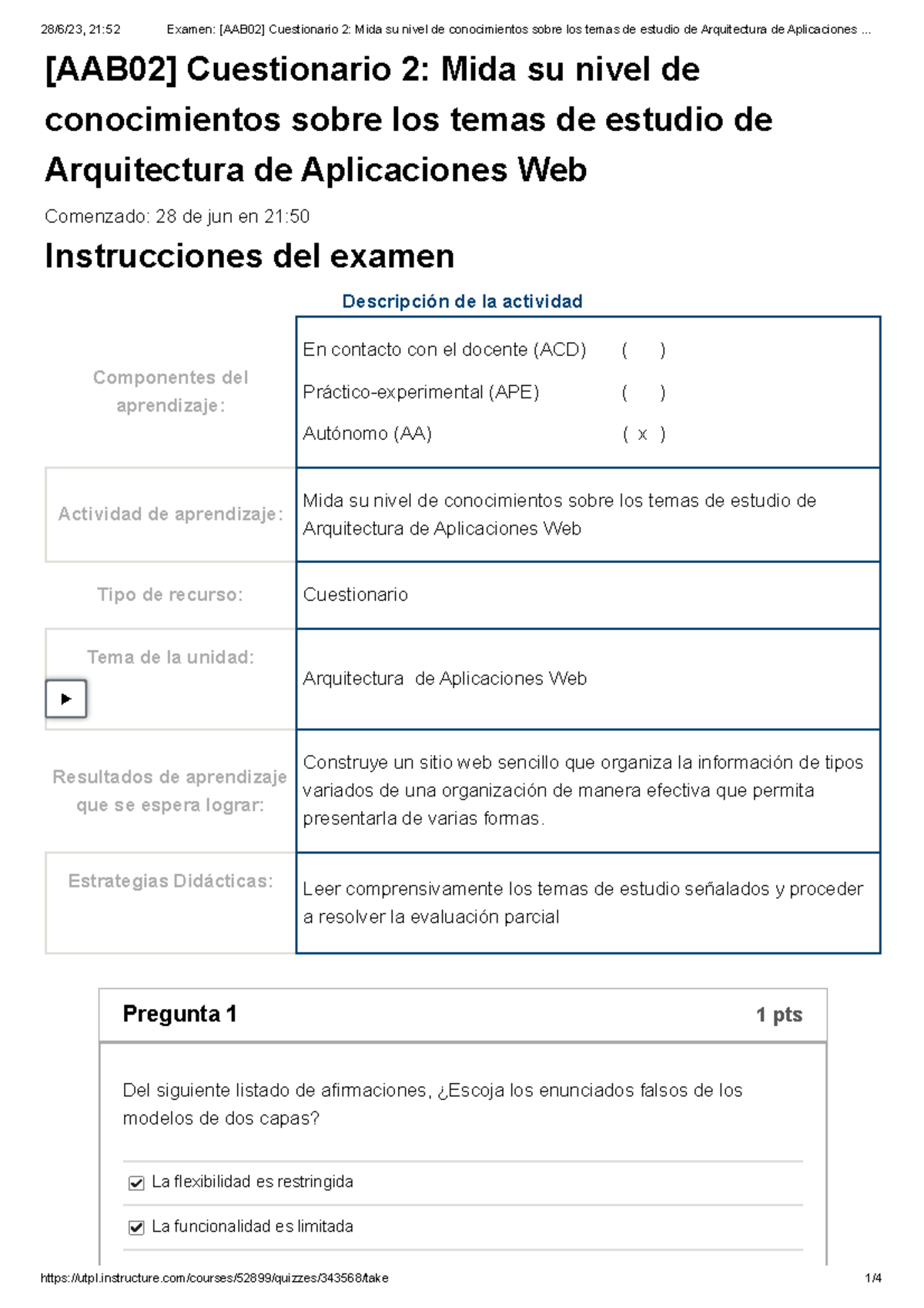 Examen [AAB02] Cuestionario 2 Mida su nivel de conocimientos sobre los temas de estudio de - Studocu