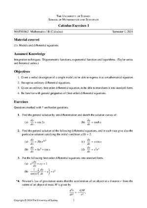 Math1061-calculus-cheatsheet - MATH1061/1021 Cheatsheet (Calculus ...