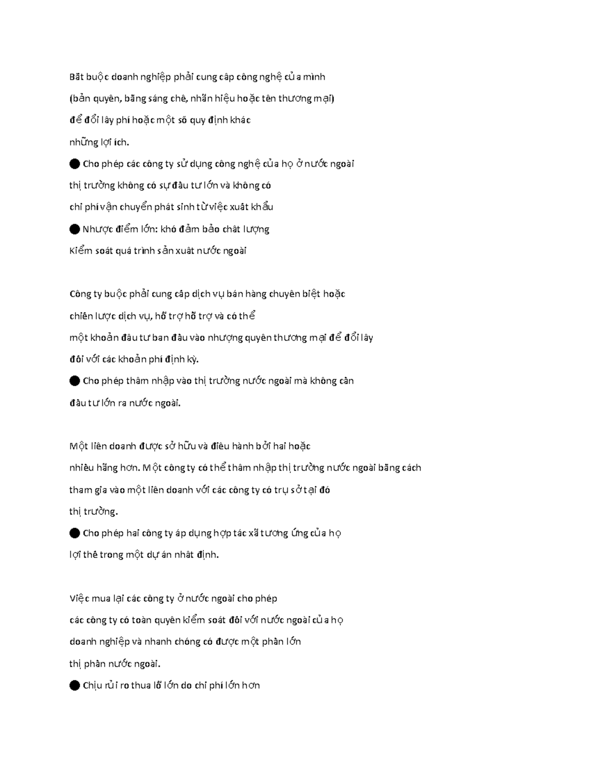 Chapter 1-...... - Bắắt bu ộc doanh nghi ệp ph ải cung cấắp công ngh ệ c ủa mình (b ản quyềền ...