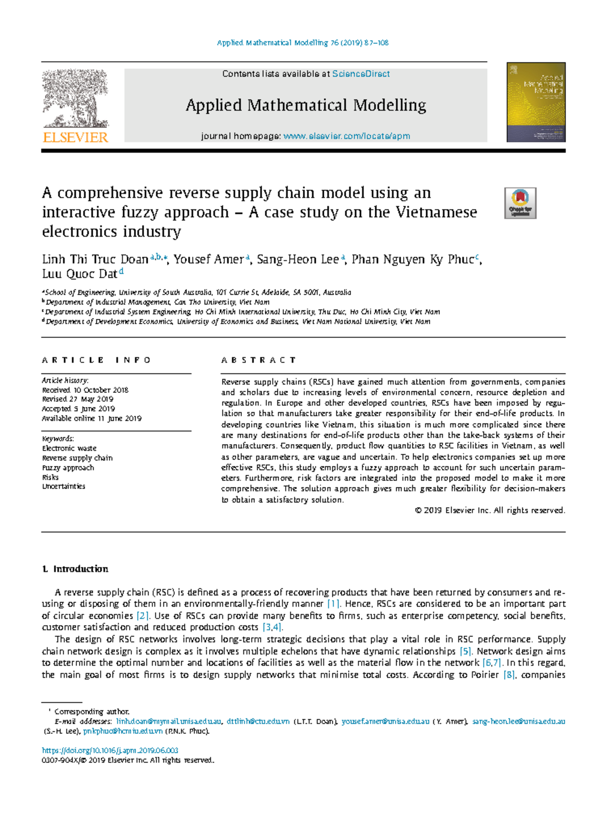 A case study on the Vietnamese - Applied Mathematical Modelling 76 ...