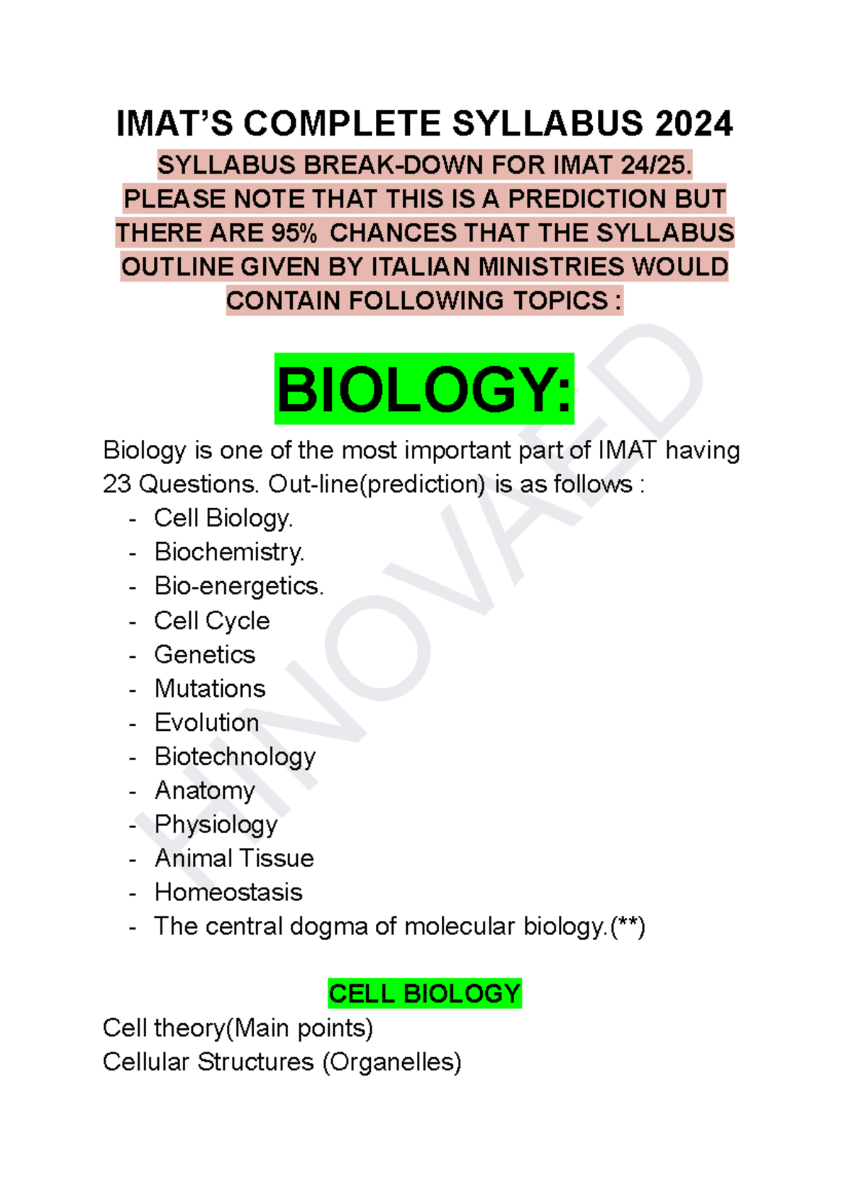IMAT’S Complete Syllabus 2024 - HINOVAED IMAT’S COMPLETE SYLLABUS 2024 ...