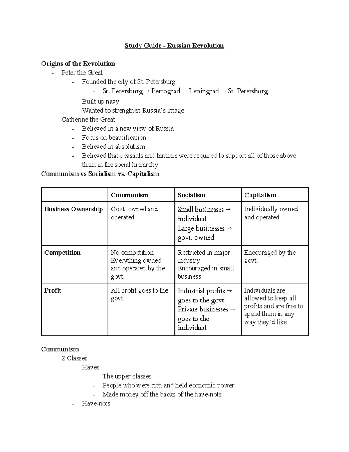 Russian Revolution Test Study Guide - Study Guide - Russian Revolution ...