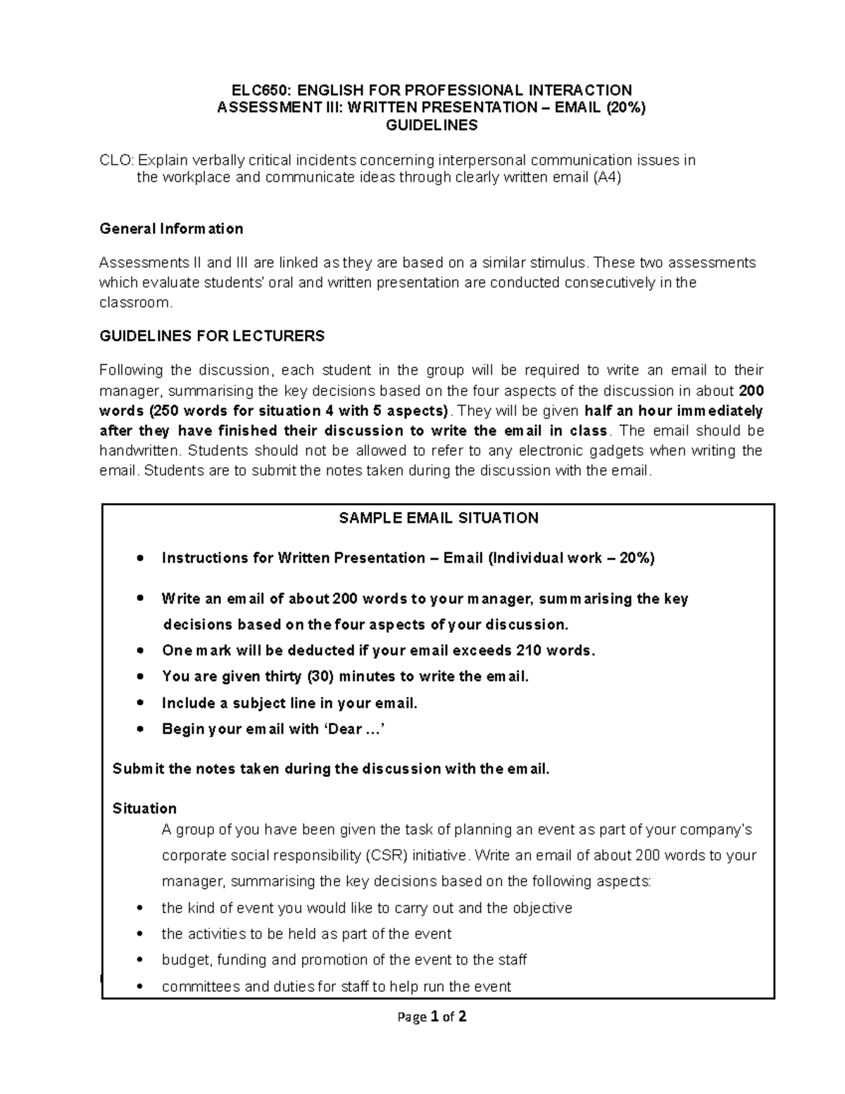 ELC650 Email Guidelines (250219)ELC650 Email Guidelines (250219 ...