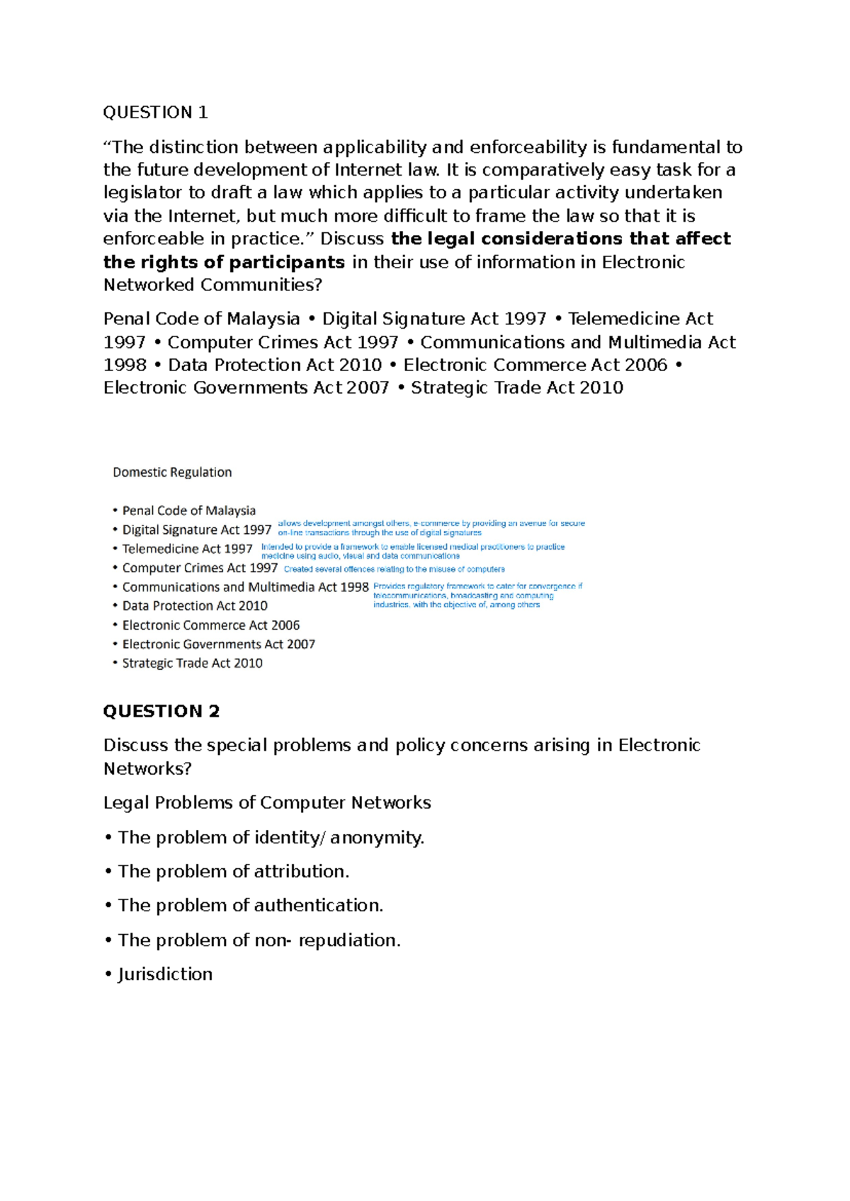 Tutorial 1 - QUESTION 1 “The distinction between applicability and enforceability is fundamental ...