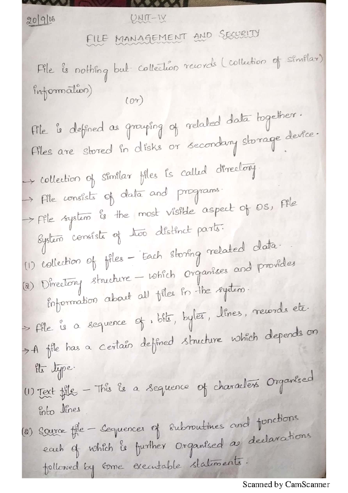 UNIT-V -Part1 OS - Operating system - FILE MANAGEMENT AND SECURITY File ...