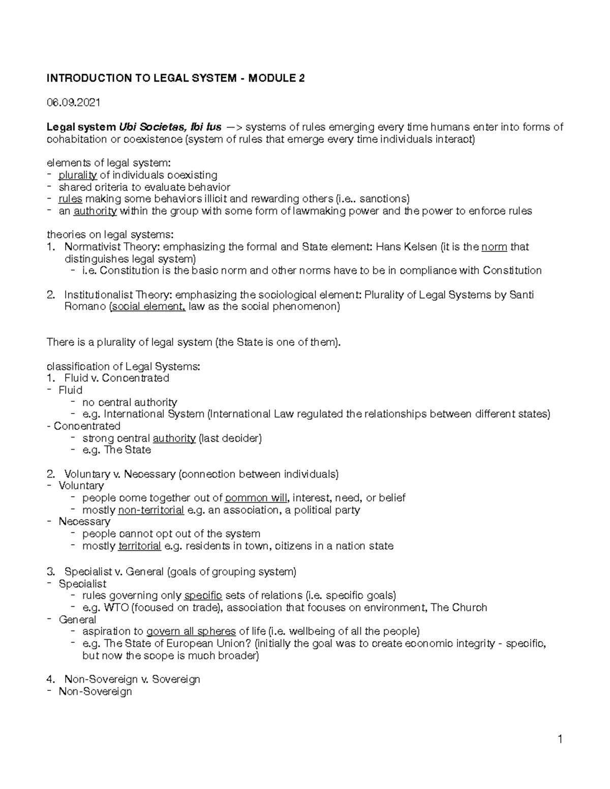 Introduction to Legal Systems 2 (LAW) notes - INTRODUCTION TO LEGAL ...