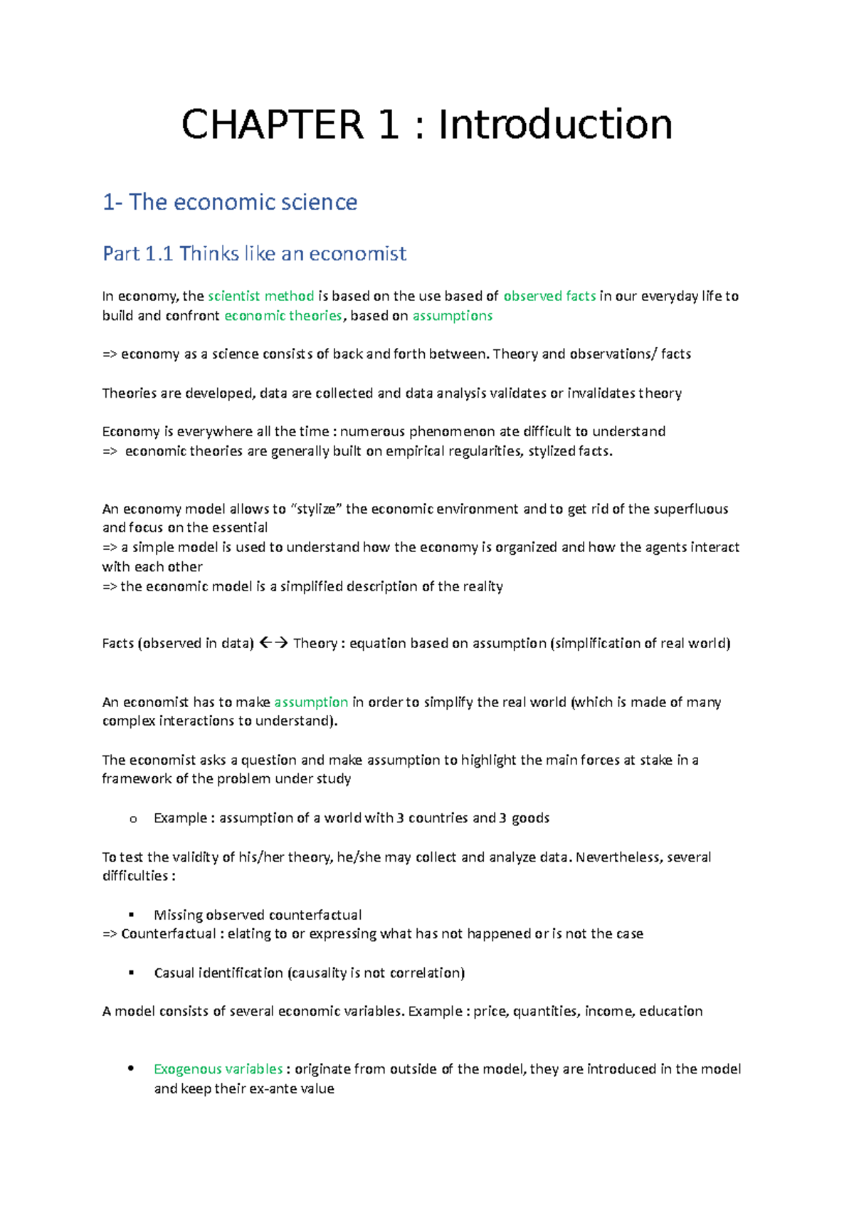 Chapter 1 - Cours de macroéconomie en anglais raccourcie - CHAPTER 1 ...