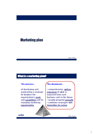Marketing Plan Examples - Marketing Plan & Control - Studocu