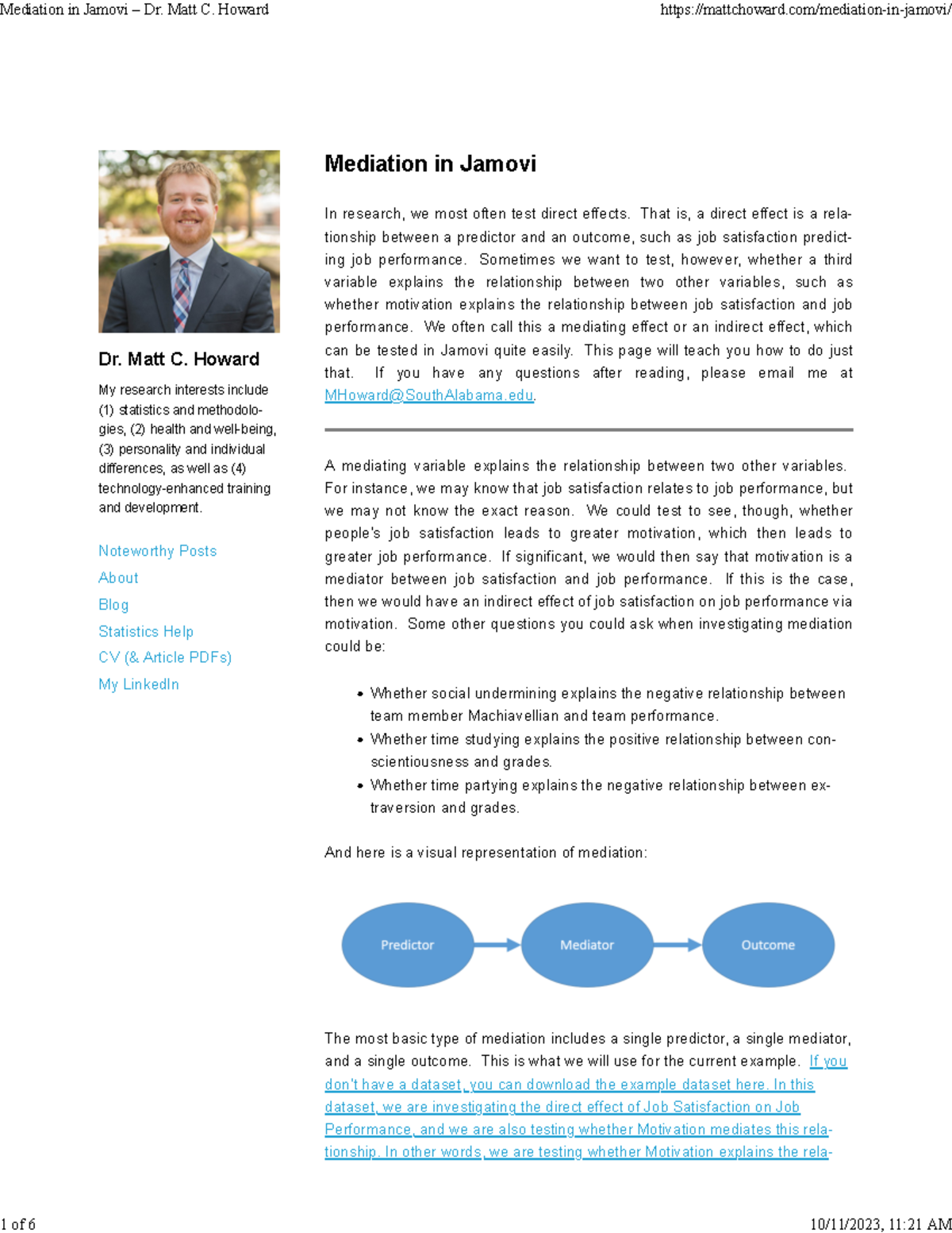Mediation in Jamovi – Dr. Matt C. Howard - Dr. Matt C. Howard My ...