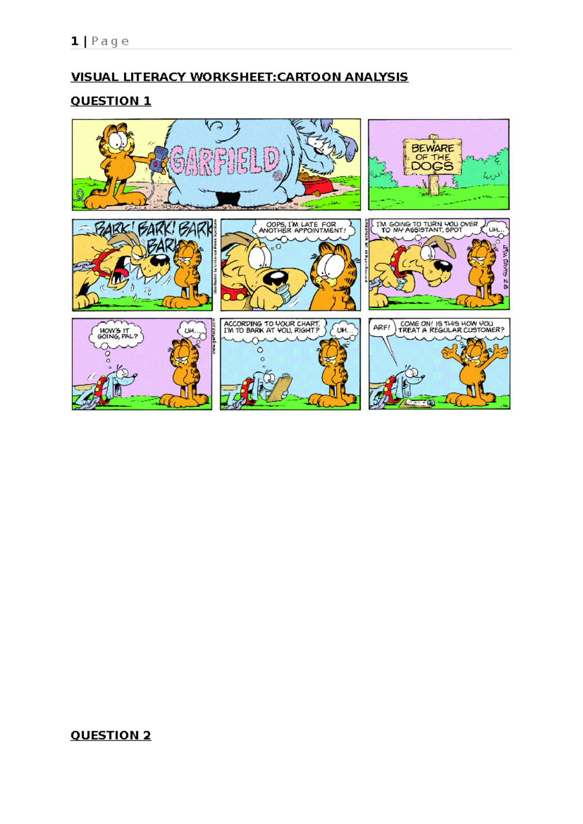 Visual Literacy Worksheet Grade 10 - ENGL1001 - 1 | P a g e VISUAL ...