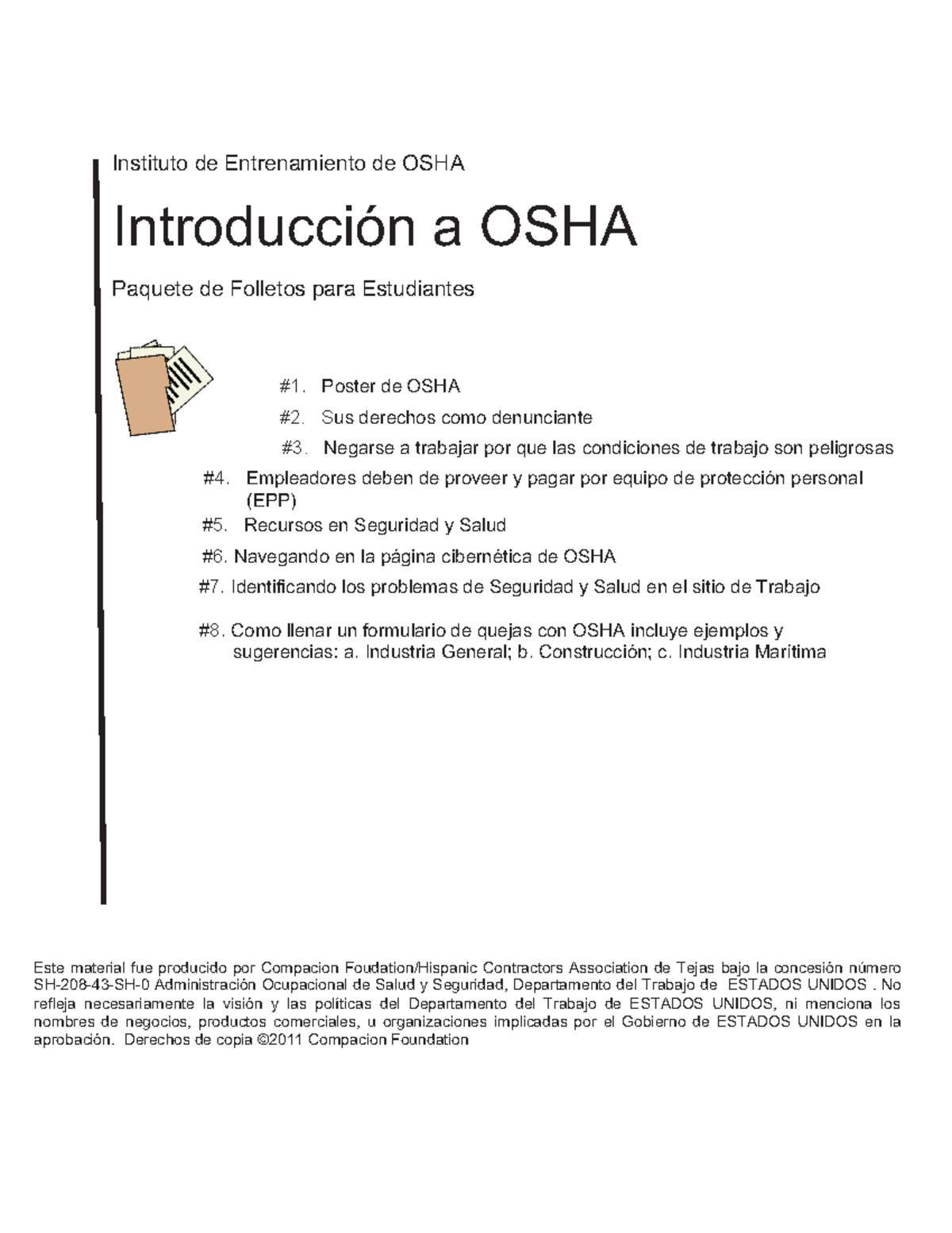 Intro to osha handout spanish - - Studocu