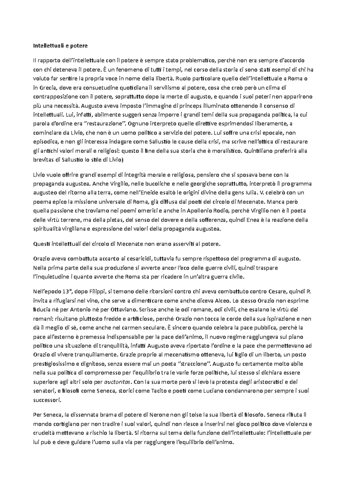 Intellettuali e potere- riflessione - Intellettuali e potere Il ...