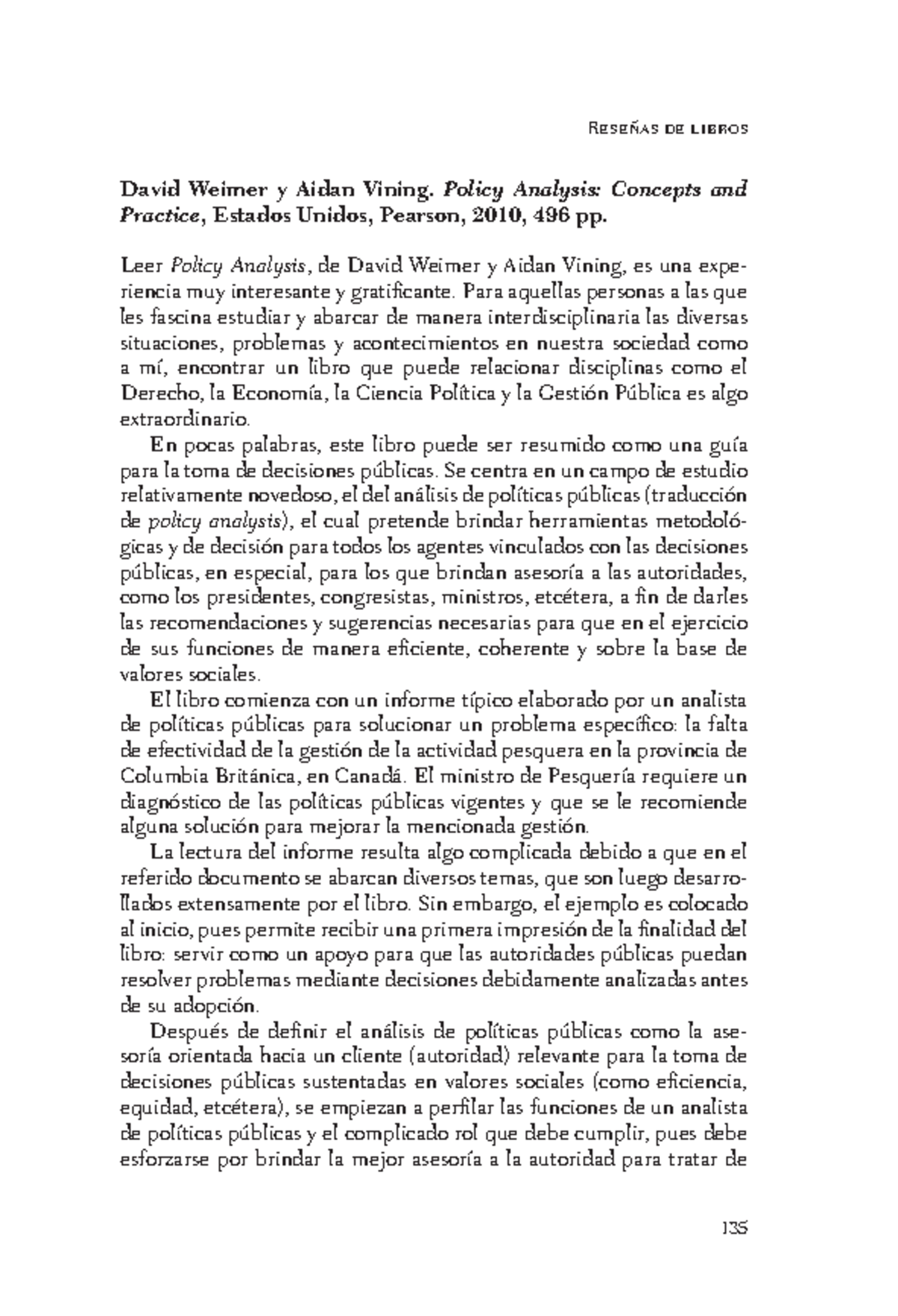 Lectura de Conceptos en Practica - Reseñas de libros David Weimer y ...