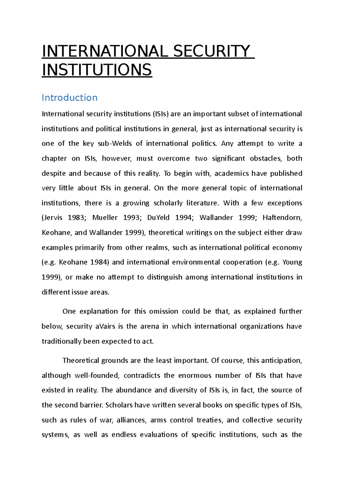 International Security Institutions - INTERNATIONAL SECURITY ...