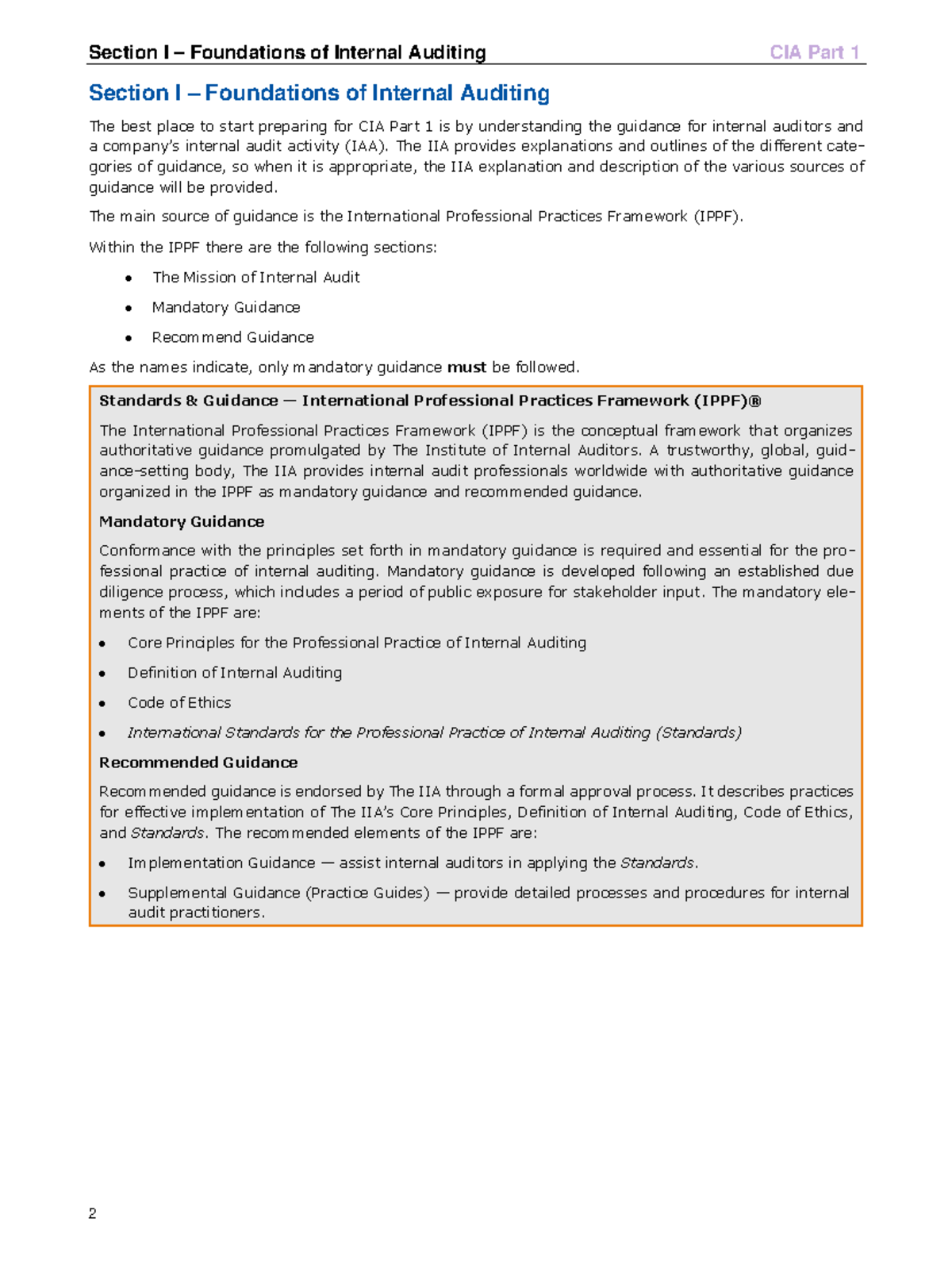 CIA-Part-1-Section-I-Foundations of Internal Auditing - Section I ...