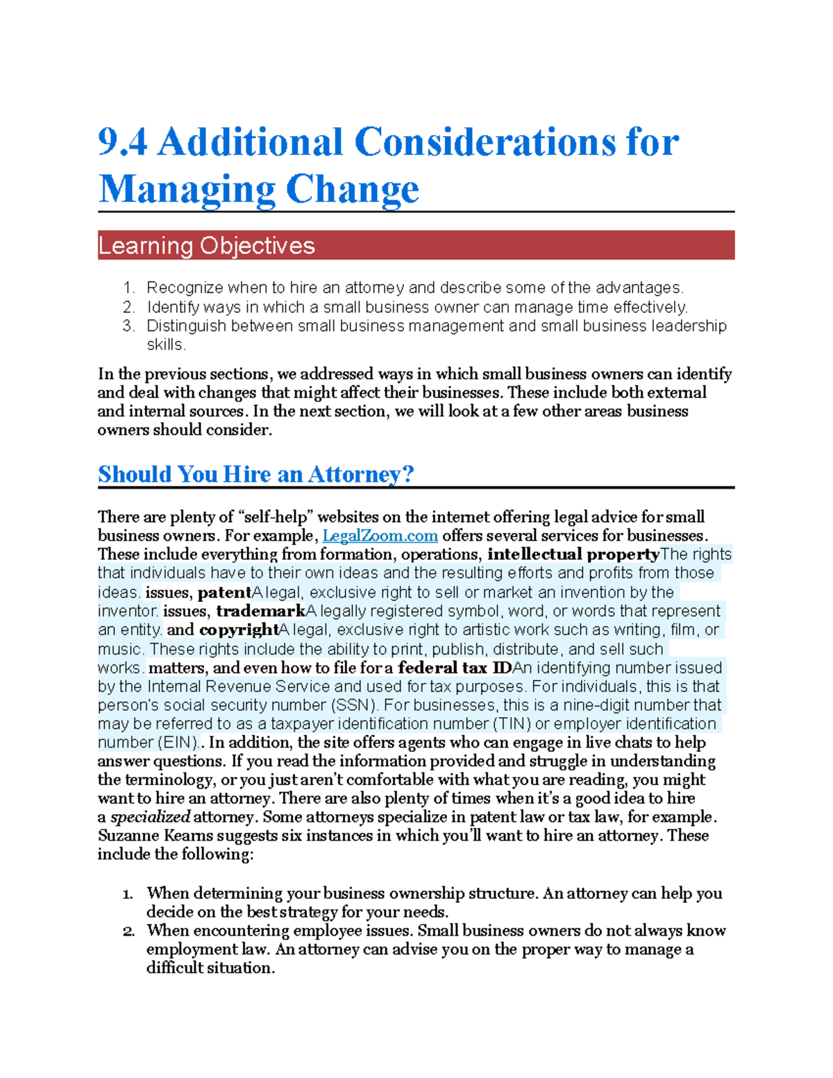 9.4 Additional Considerations for Managing Change - 9 Additional ...