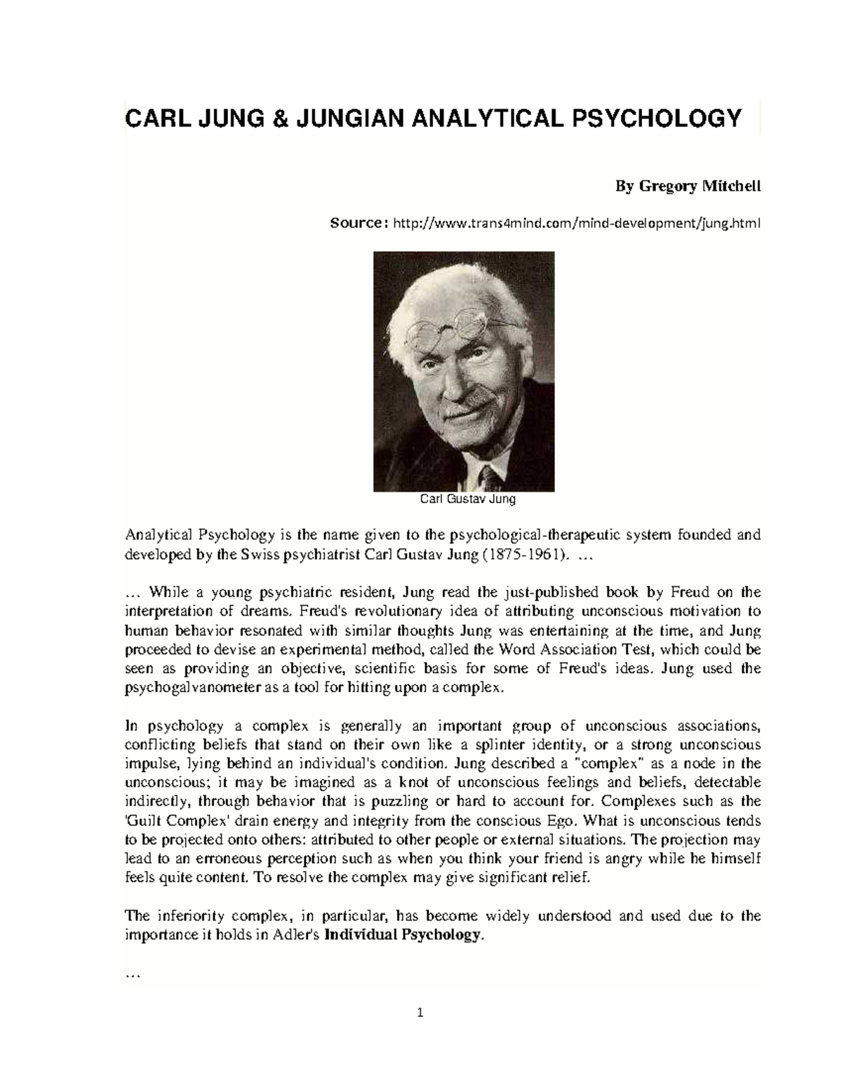 1.7(a) - Mitchel, Carl Jung, Analytical Psychology - CARL JUNG ...