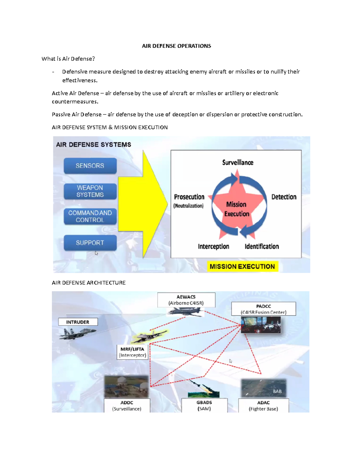 ROTC Reviewer - ....... - AIR DEFENSE OPERATIONS What is Air Defense ...