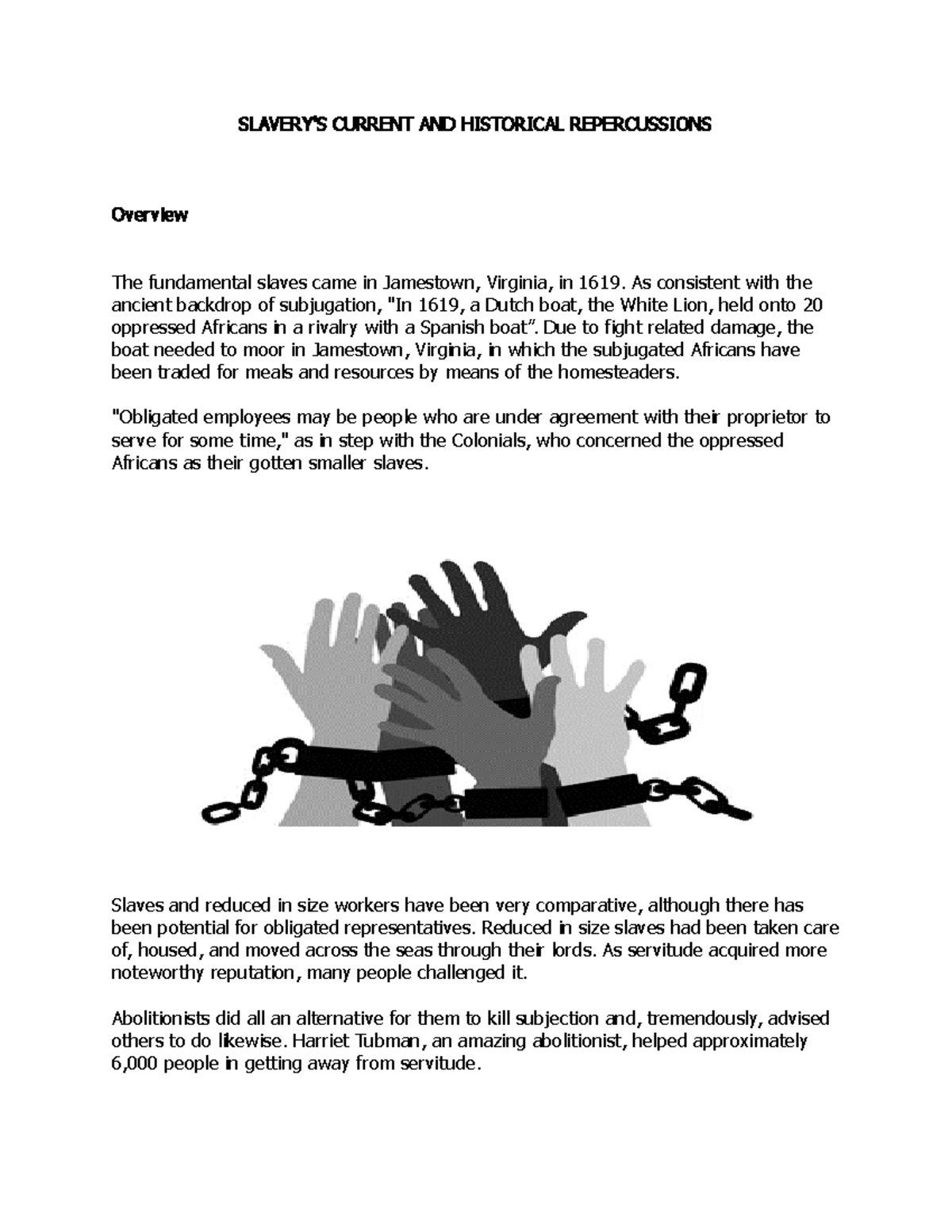 4. Notes ON Slavery'S Current AND Historical Repercussions - SLAVERY'S ...