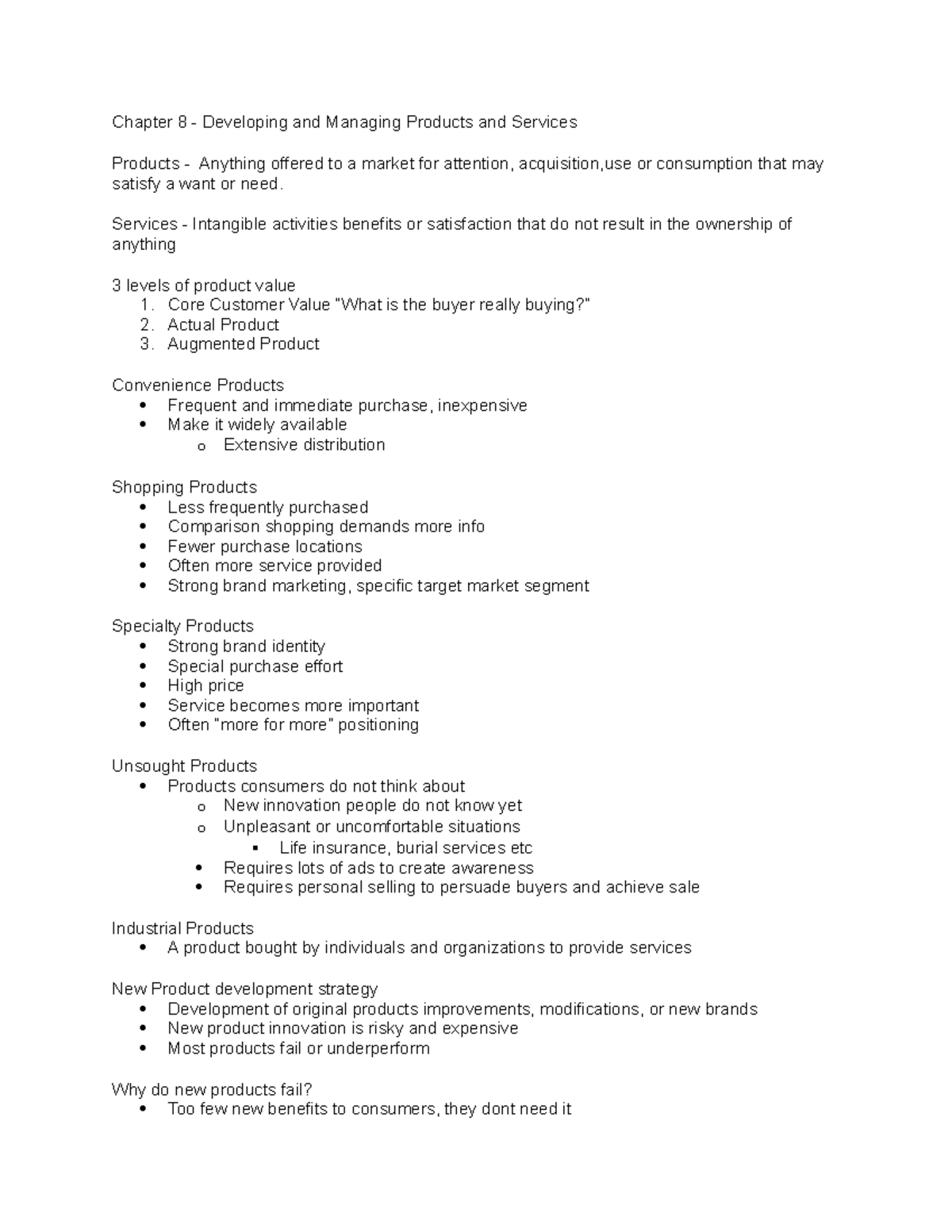 Chapter 8 Marketing Notes - Chapter 8 - Developing and Managing ...