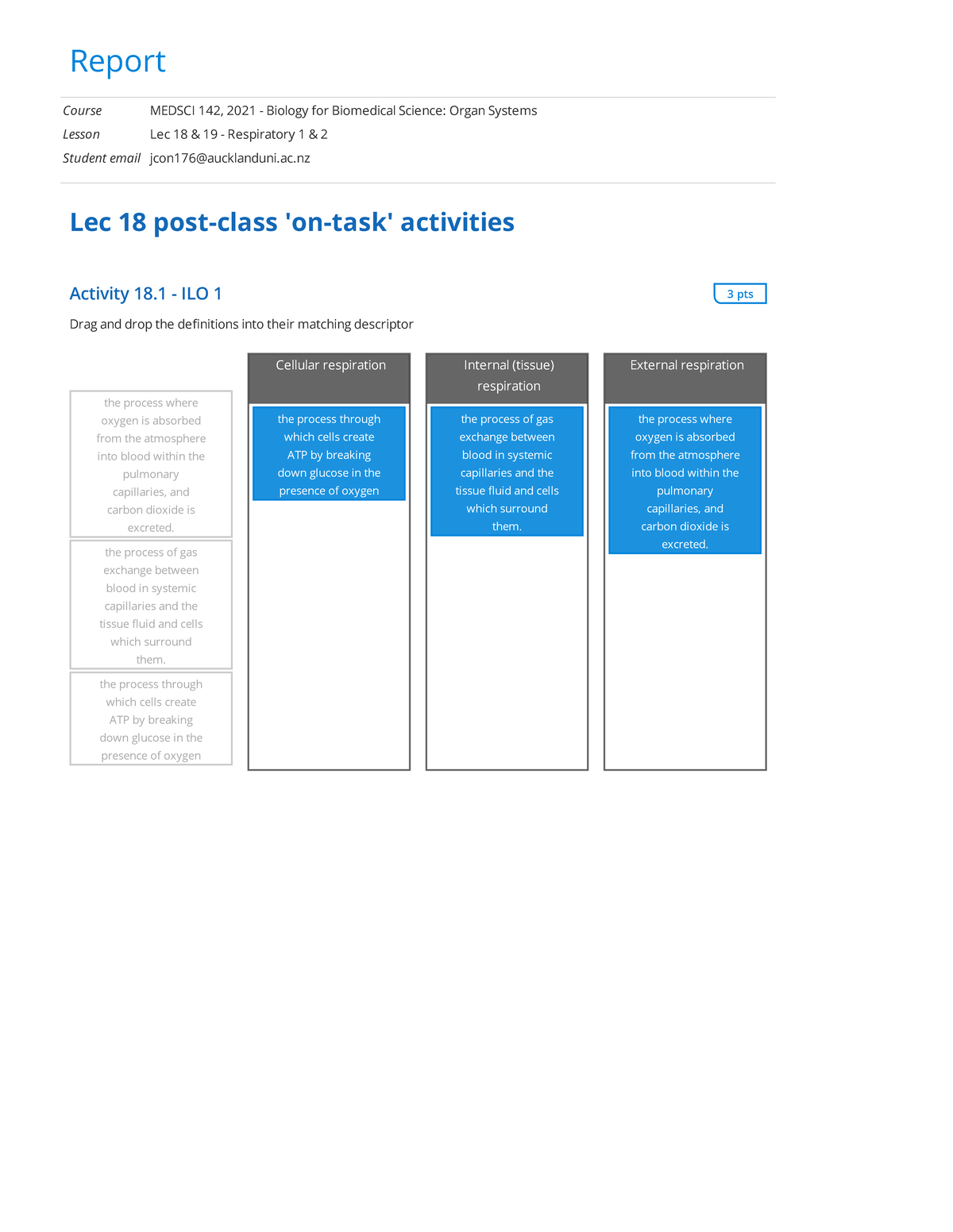 Lec 18 & 19 - Respiratory 1 & 2 report - Biology for Biomedical Science: Organ Systems - Studocu
