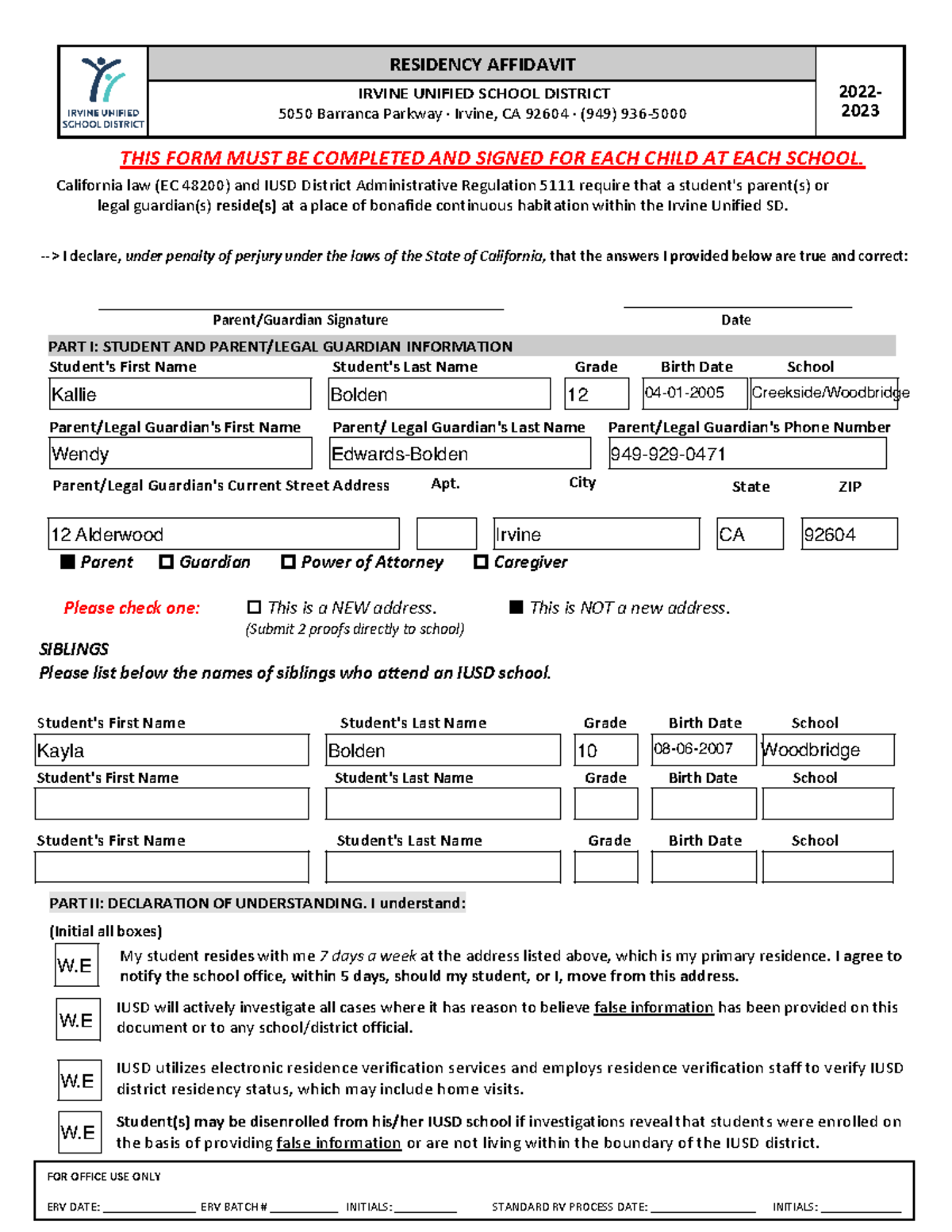 22-23 Res Aff - Work - RESIDENCY AFFIDAVIT IRVINE UNIFIED SCHOOL ...