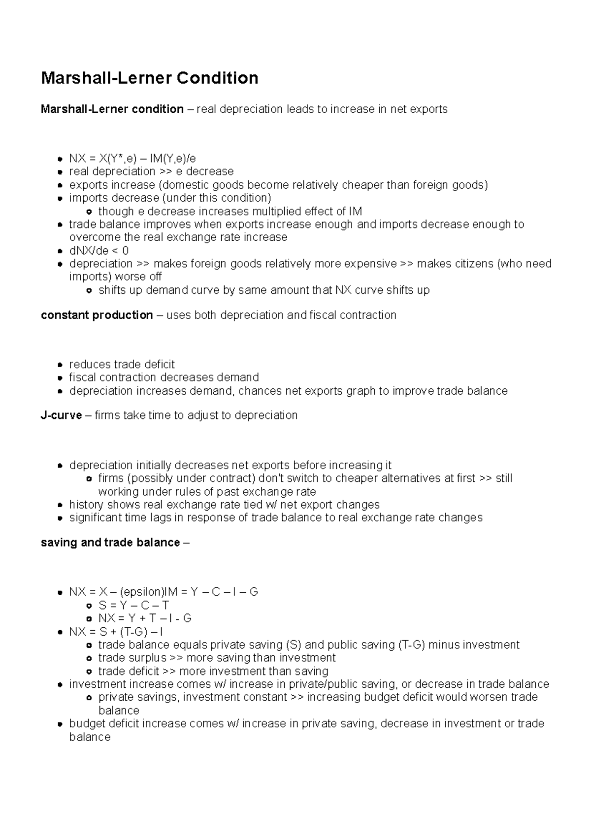 Marshall-Lerner Condition - Marshall-Lerner Condition Marshall-Lerner ...