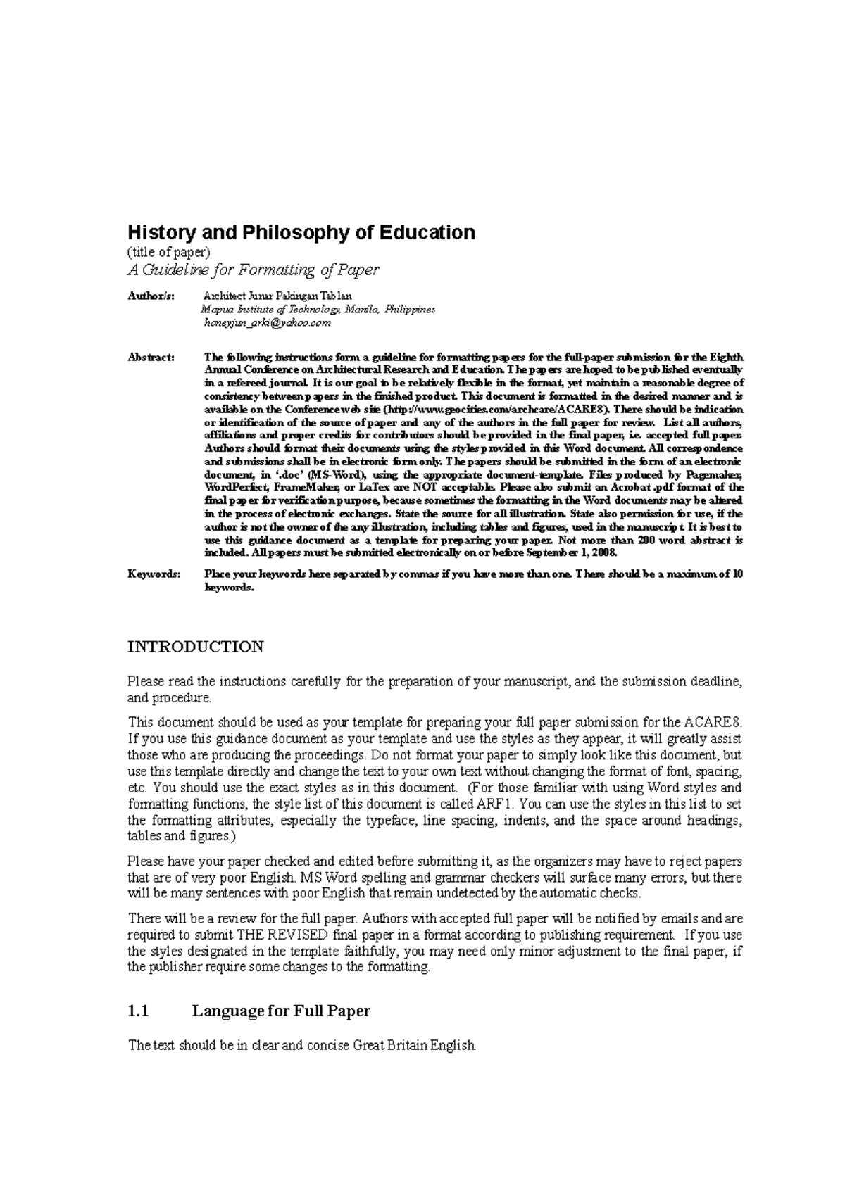 Paper+Template MAE - ,.M',';'L - History and Philosophy of Education ...
