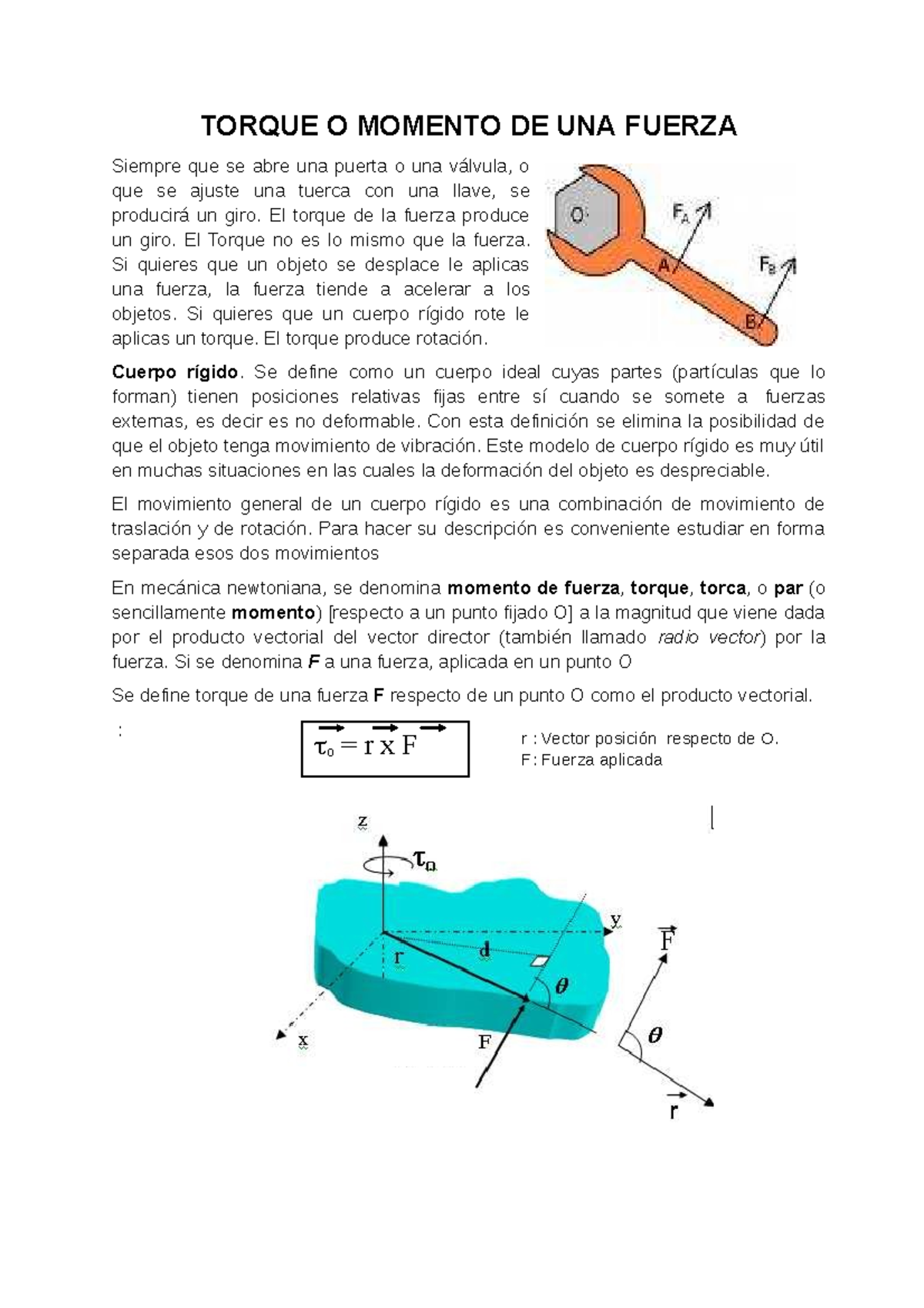 16-torque - practica de torque - TORQUE O MOMENTO DE UNA FUERZA Siempre ...