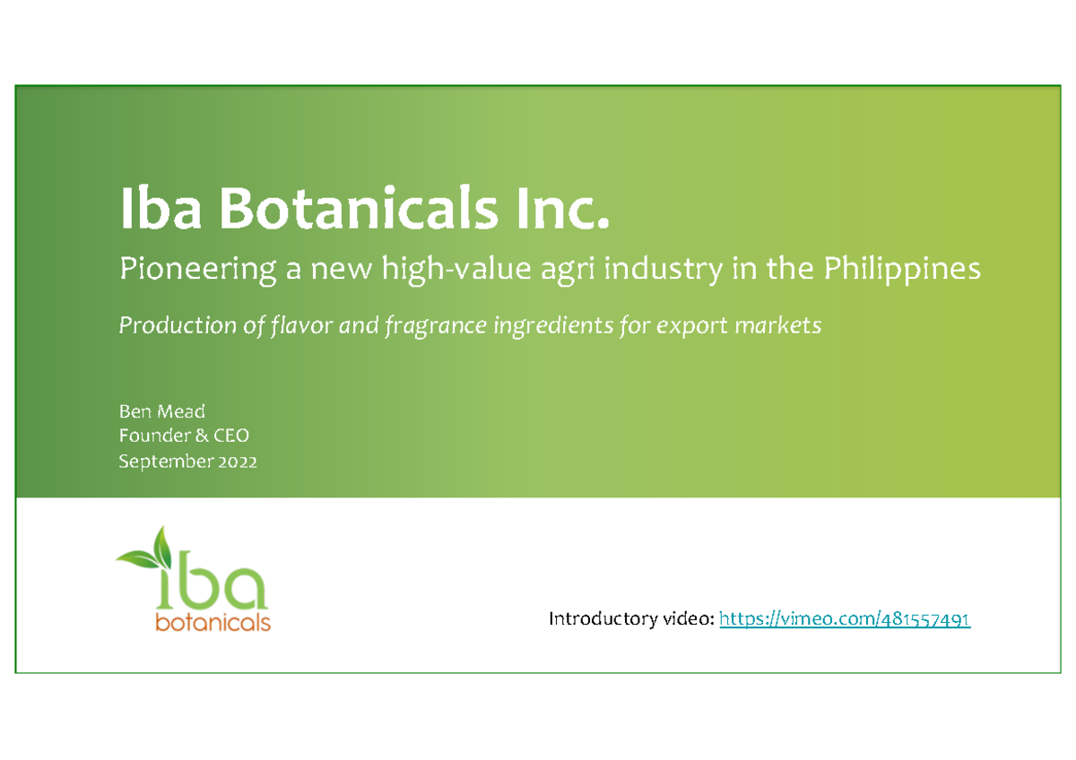 Iba-Botanicals-General-Presentation Sept2022 - Iba Botanicals Inc ...