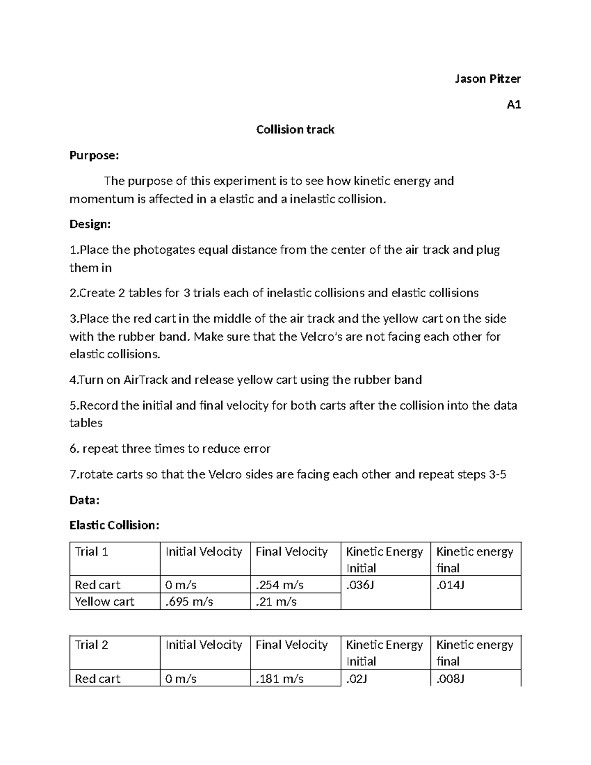 Collision - v;ui - Jason Pitzer A Collision track Purpose: The purpose ...