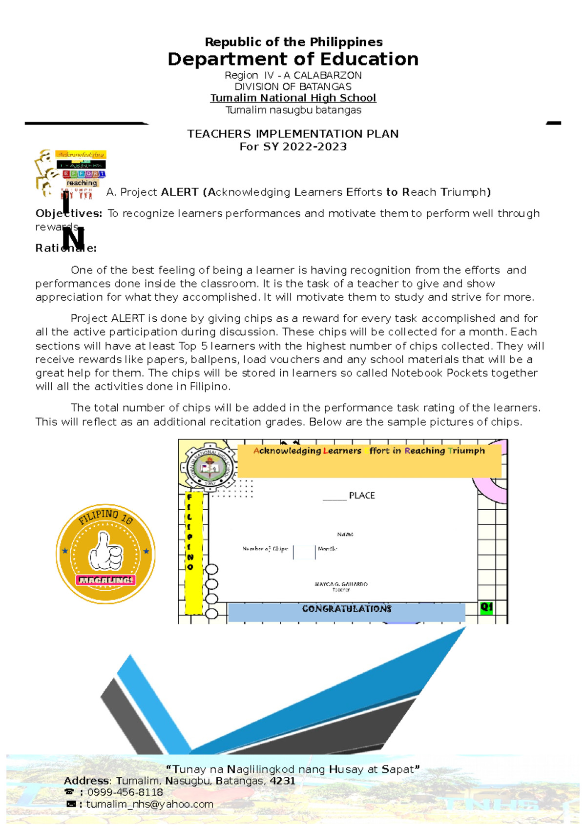 Teachers Implementation PLAN - Department of Education Region IV - A ...