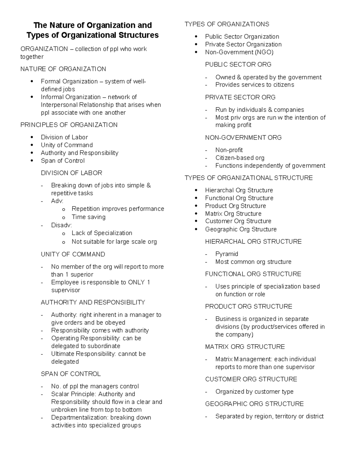 7. The Nature of Organization and Types of Organizational Structures ...