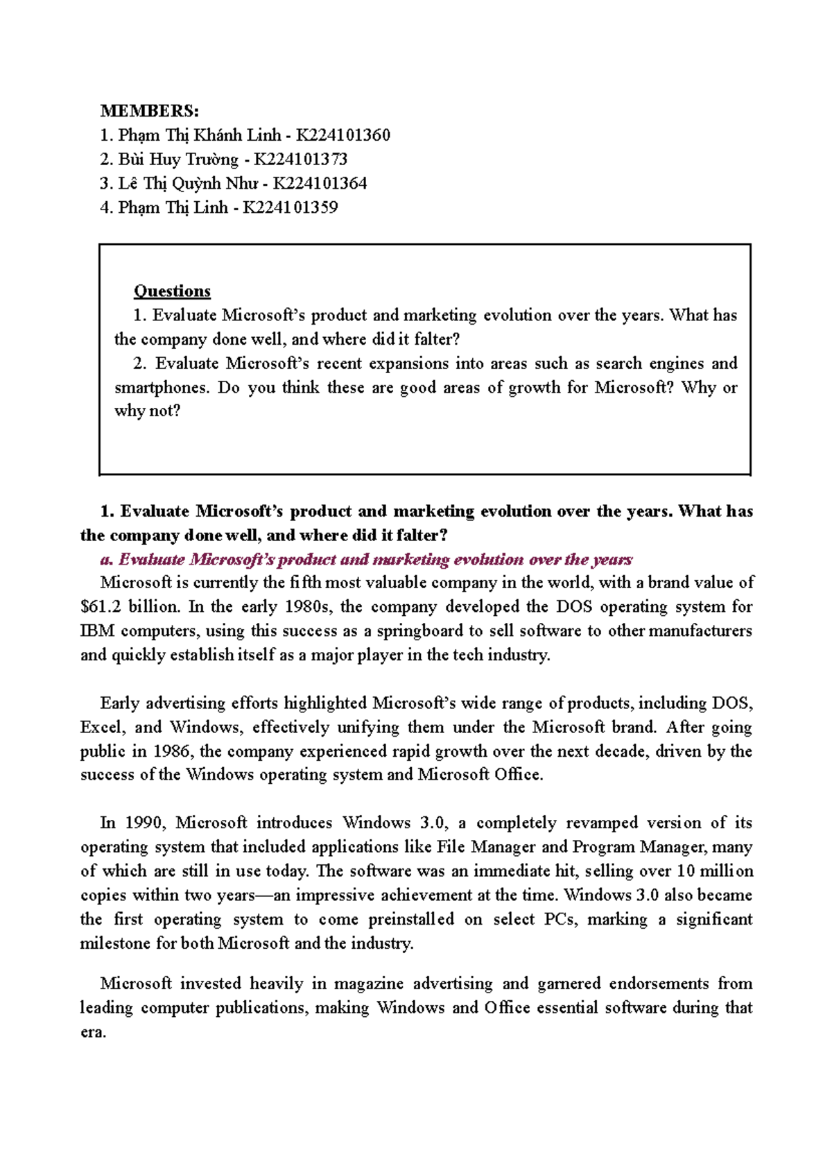 Microsoft case analysis of job satisfaction of employees - MEMBERS ...