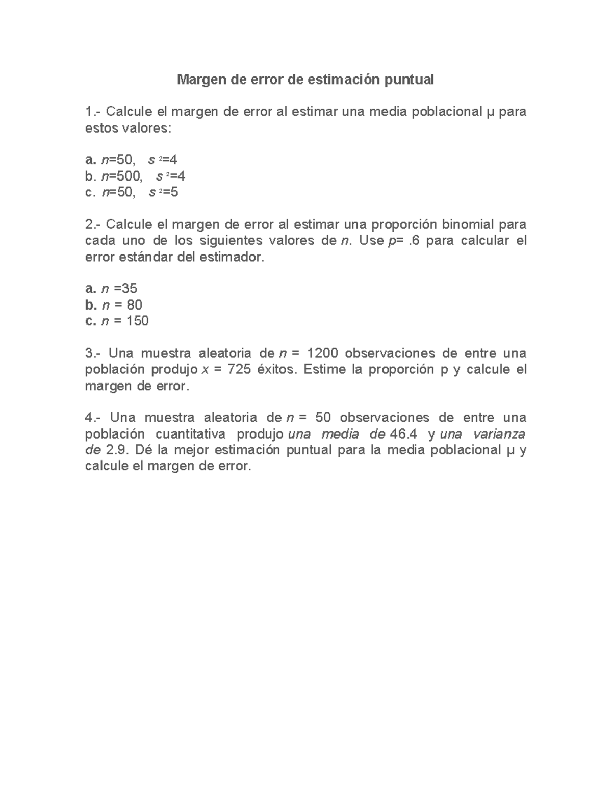 Tarea. Margen de error - Hola - Margen de error de estimación puntual 1 ...