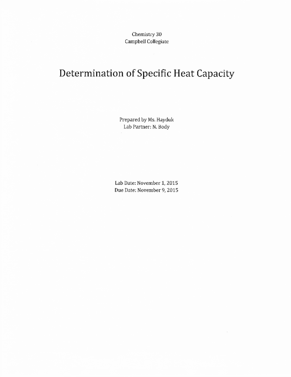 Specific heat example lab full - Bachelor of science mechatronic ...