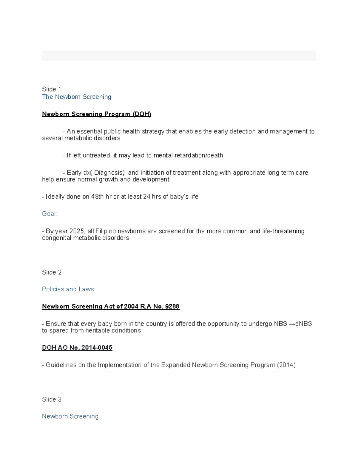New Born Screening - Notes - Slide 1 The Newborn Screening Newborn ...