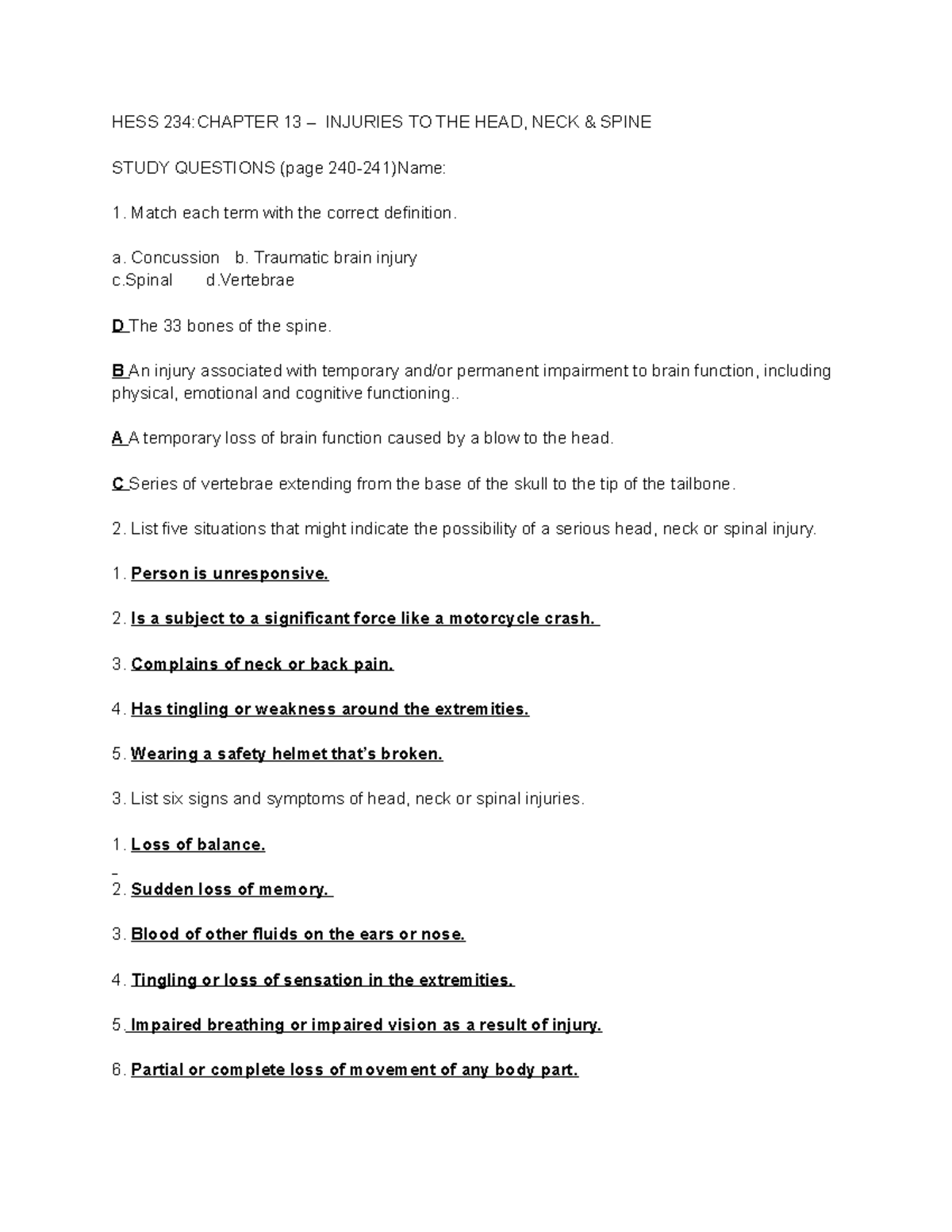 Ch 13 Injuries to Head Region - HESS 234:CHAPTER 13 – INJURIES TO THE ...