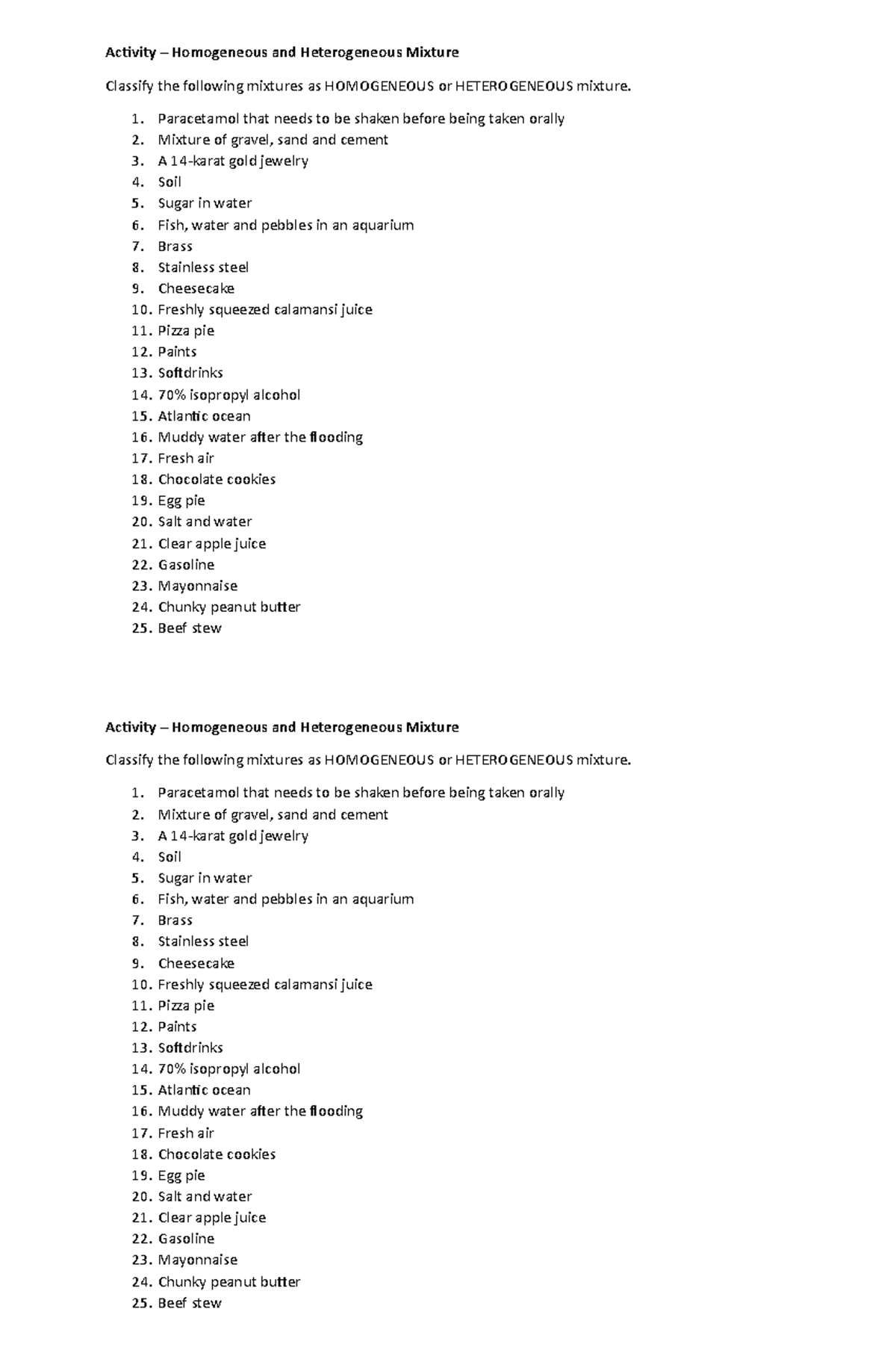 Activity-homogeneous and heterogeneous - Activity – Homogeneous and ...