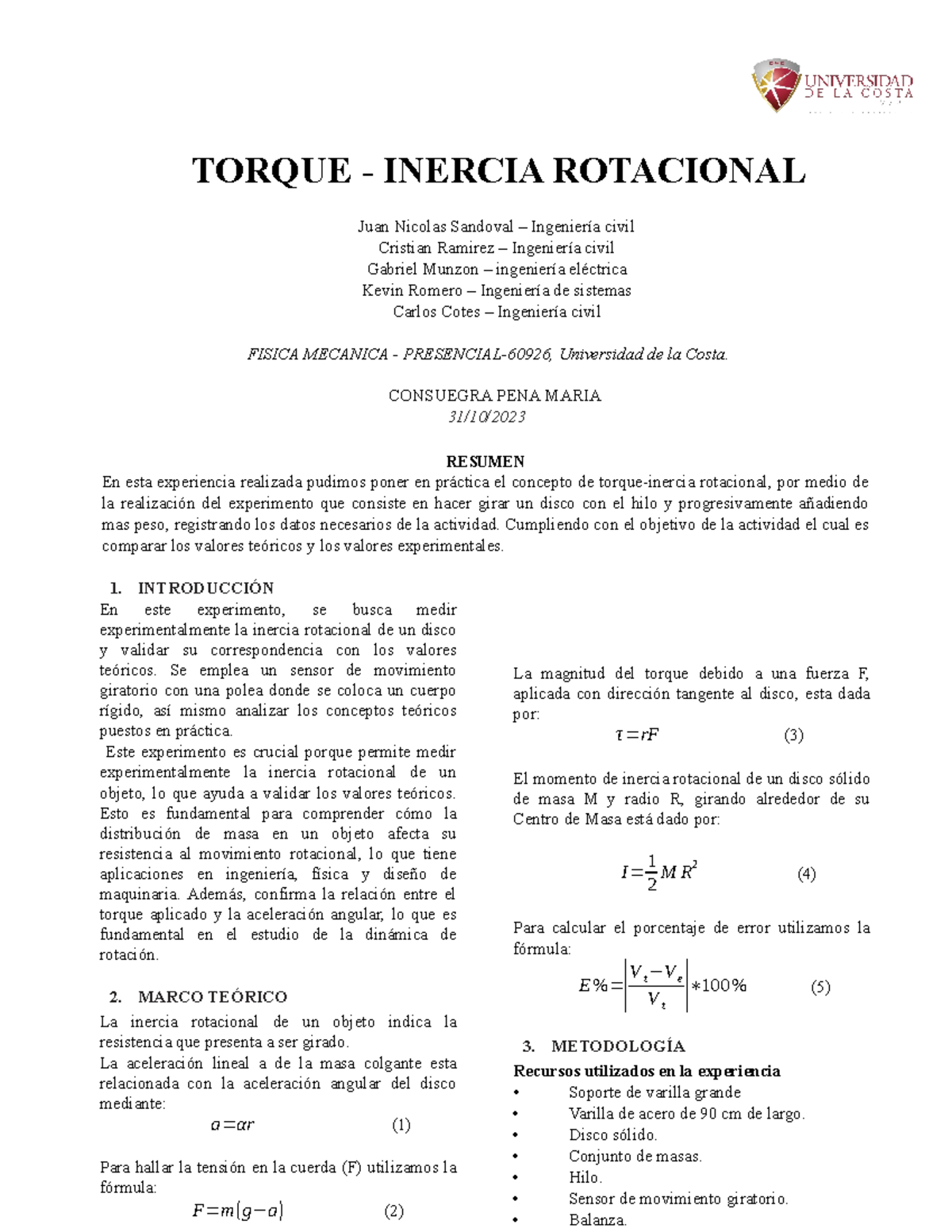 DOC-20231030-WA0035 - FISICA - TORQUE - INERCIA ROTACIONAL Juan Nicolas ...