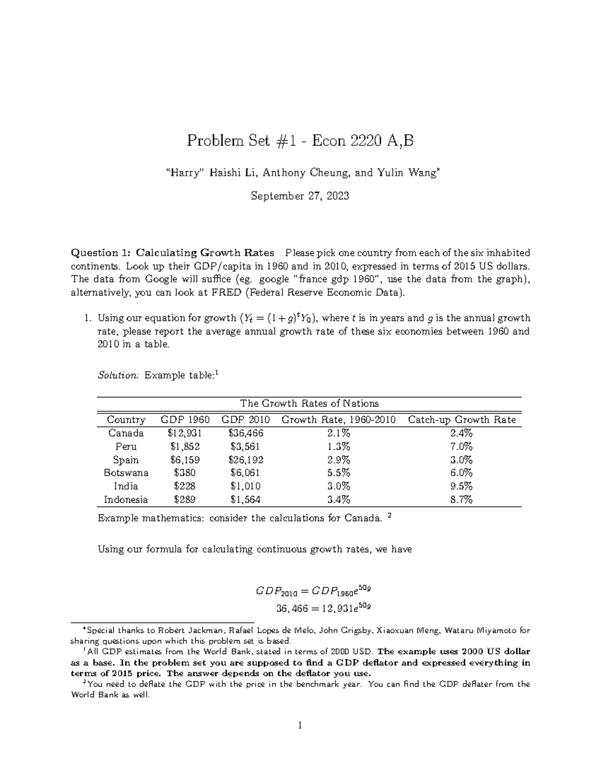 PS 1 sol ver3 - aaaaaaaaaaaa - Problem Set #1 - Econ 2220 A,B “Harry ...