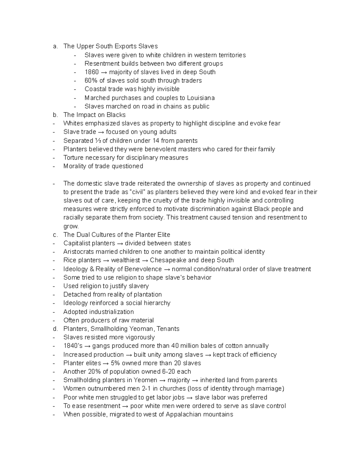 Chapter 12 Notes - a. The Upper South Exports Slaves - Slaves were ...