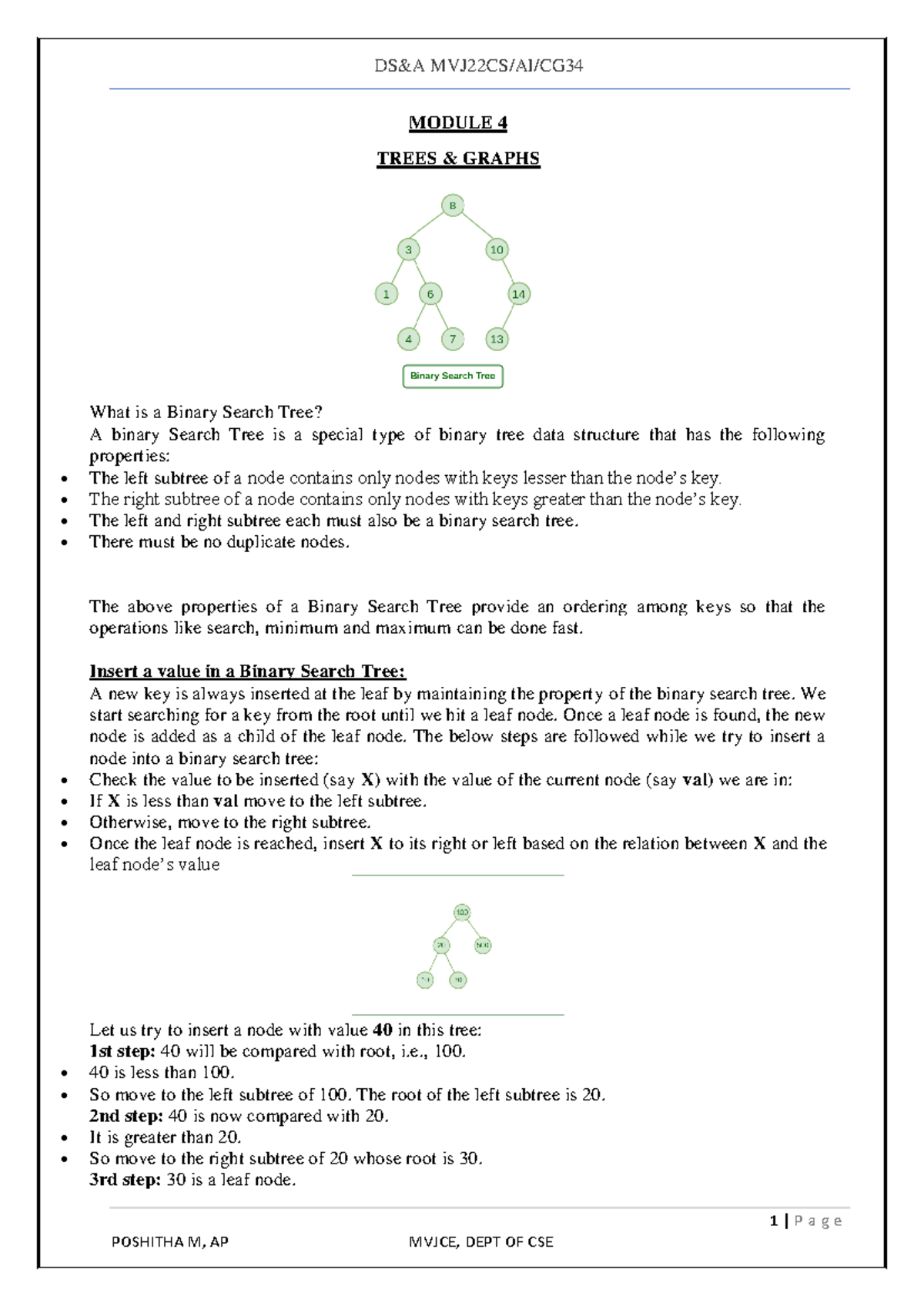 Module 4 22 - safasd - 1 | P a g e MODULE 4 TREES & GRAPHS What is a ...