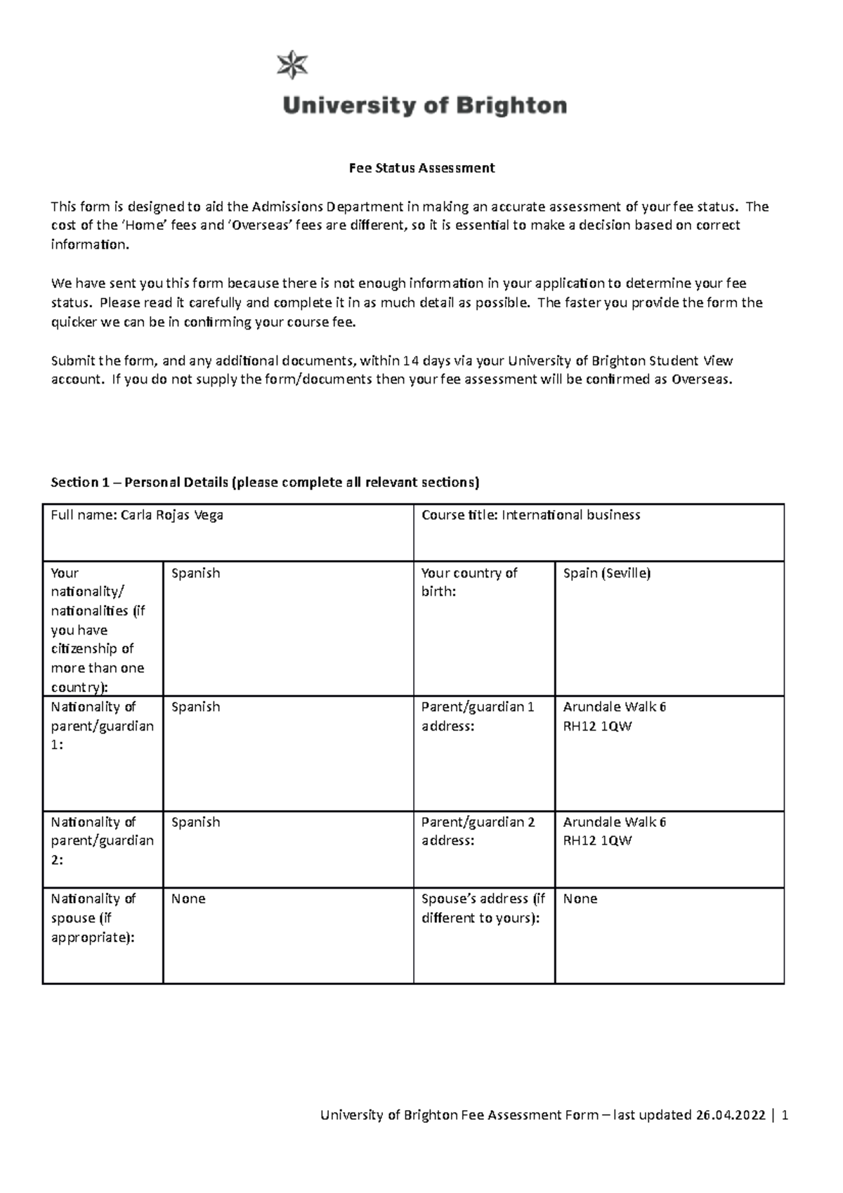 Fees Assessment Form 2022 v.2.0 (1)-2 - Fee Status Assessment This form ...