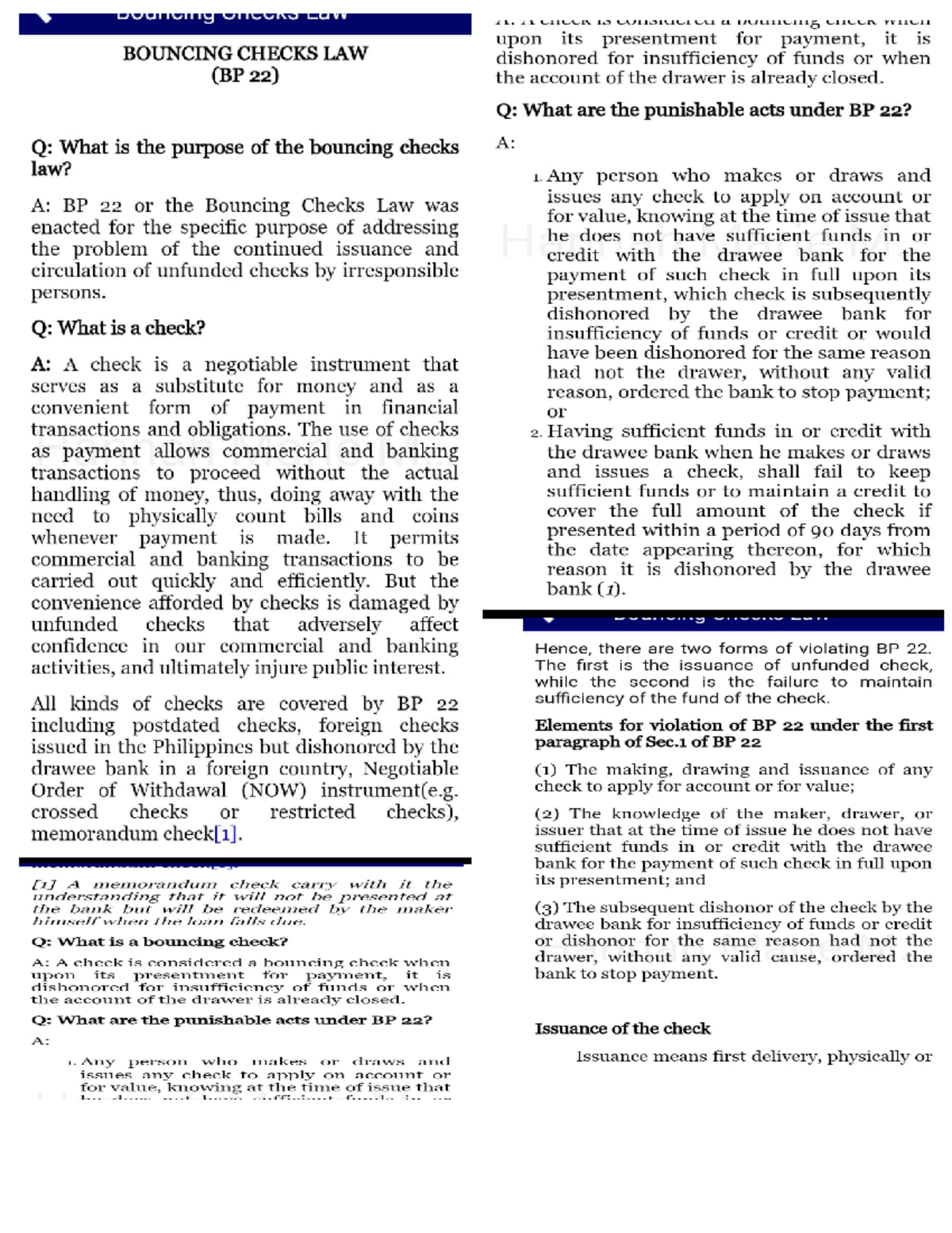 Bouncing Checks Law - law - Corporate Law - Studocu