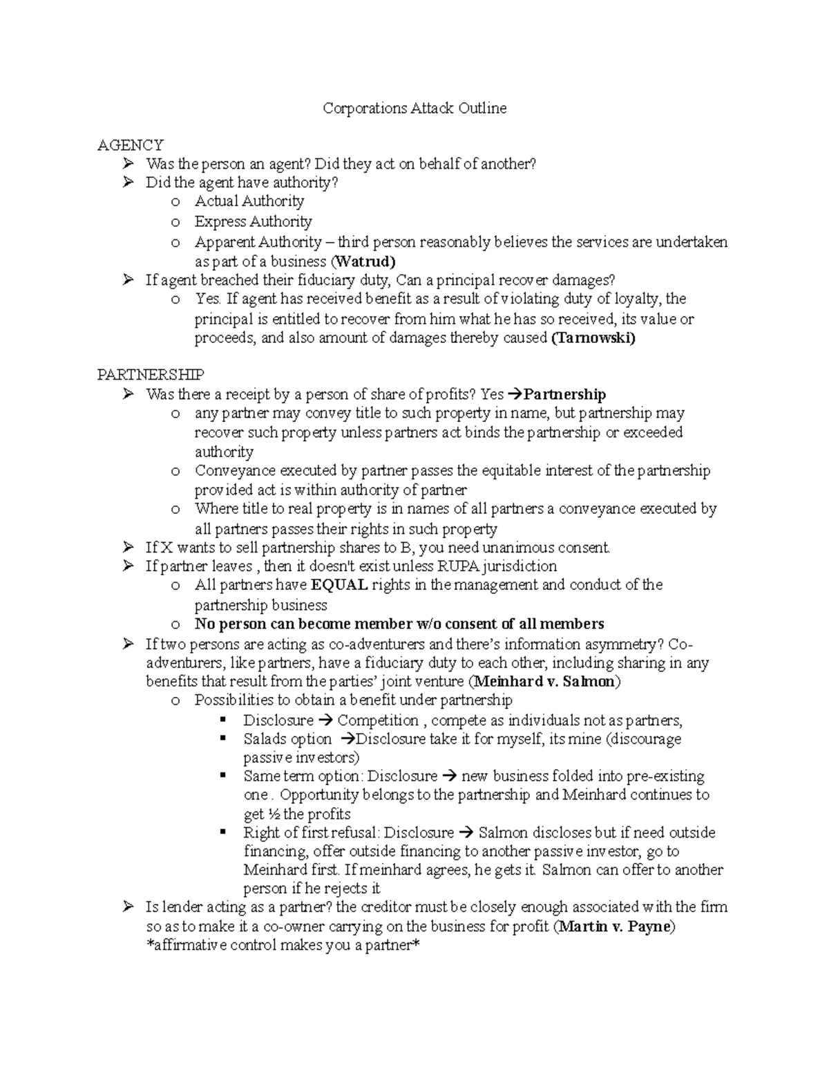 Corporations Attack Outline - Corporations Attack Outline AGENCY Was ...