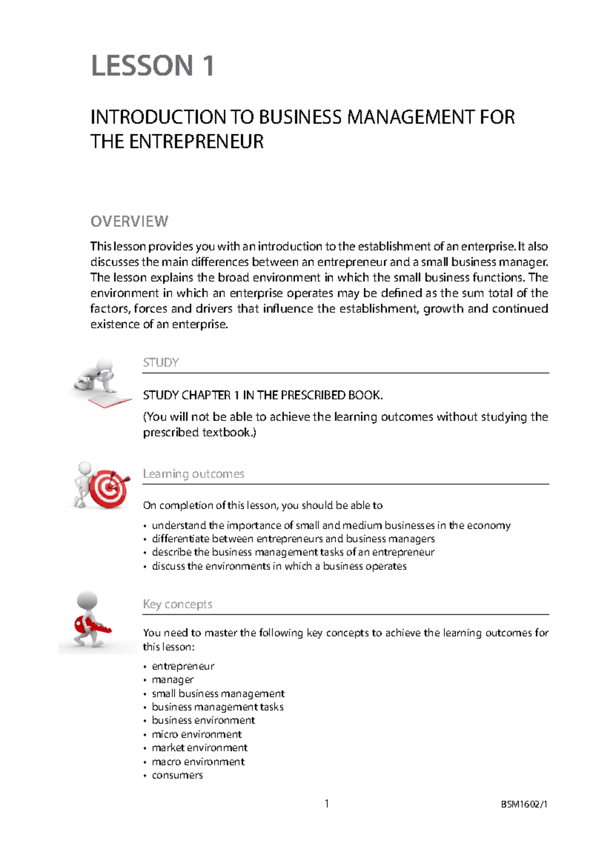 Lesson 1 Introduction TO Business Management FOR THE Entrepreneur - 1 ...